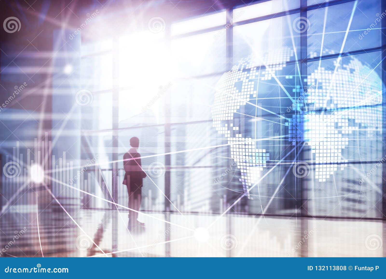 Double Exposure Mixed Media. 3D Earth Planet Hologram and Communication ...