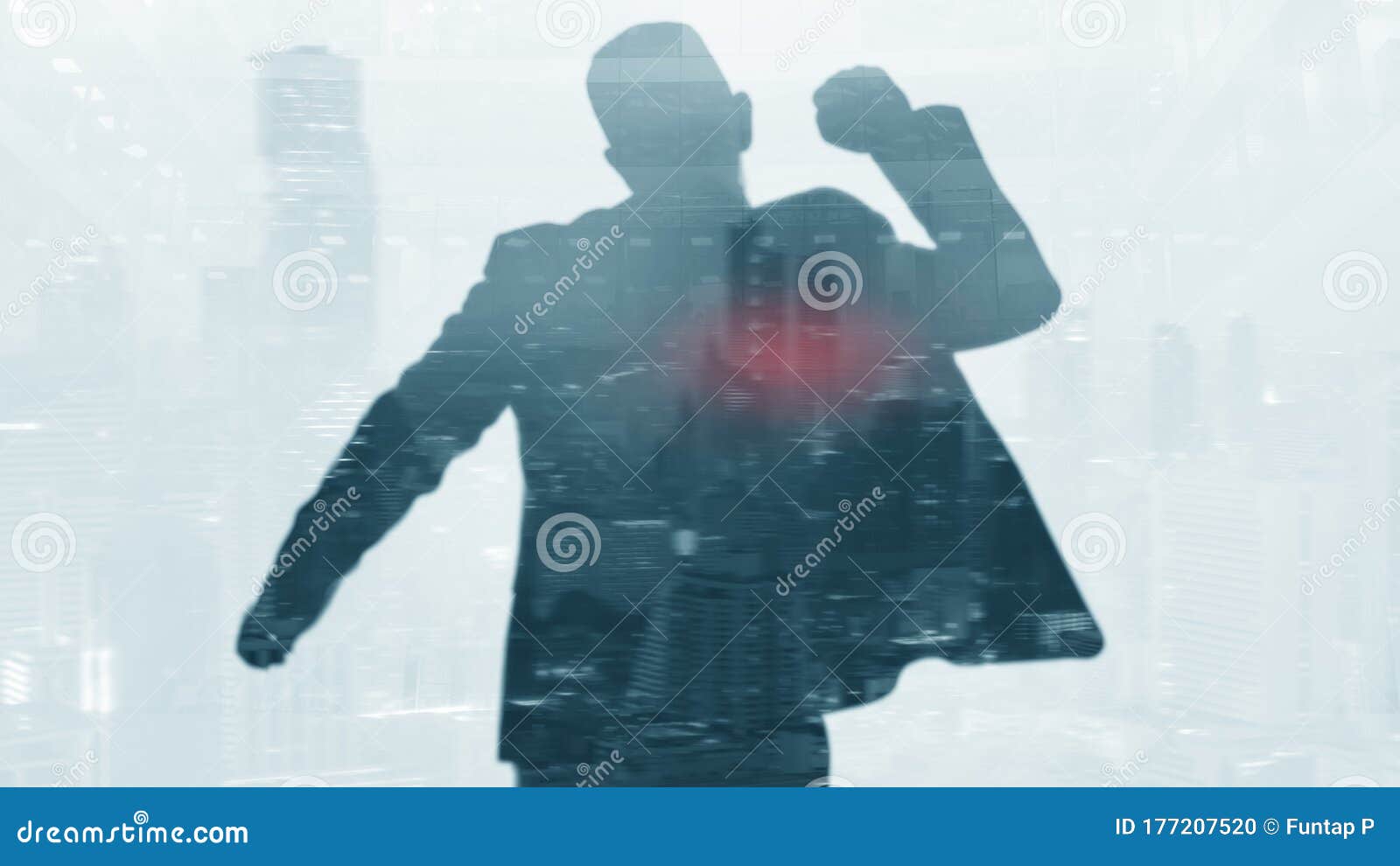 Double Exposure People Silhouettes on Modern City Background Stock ...