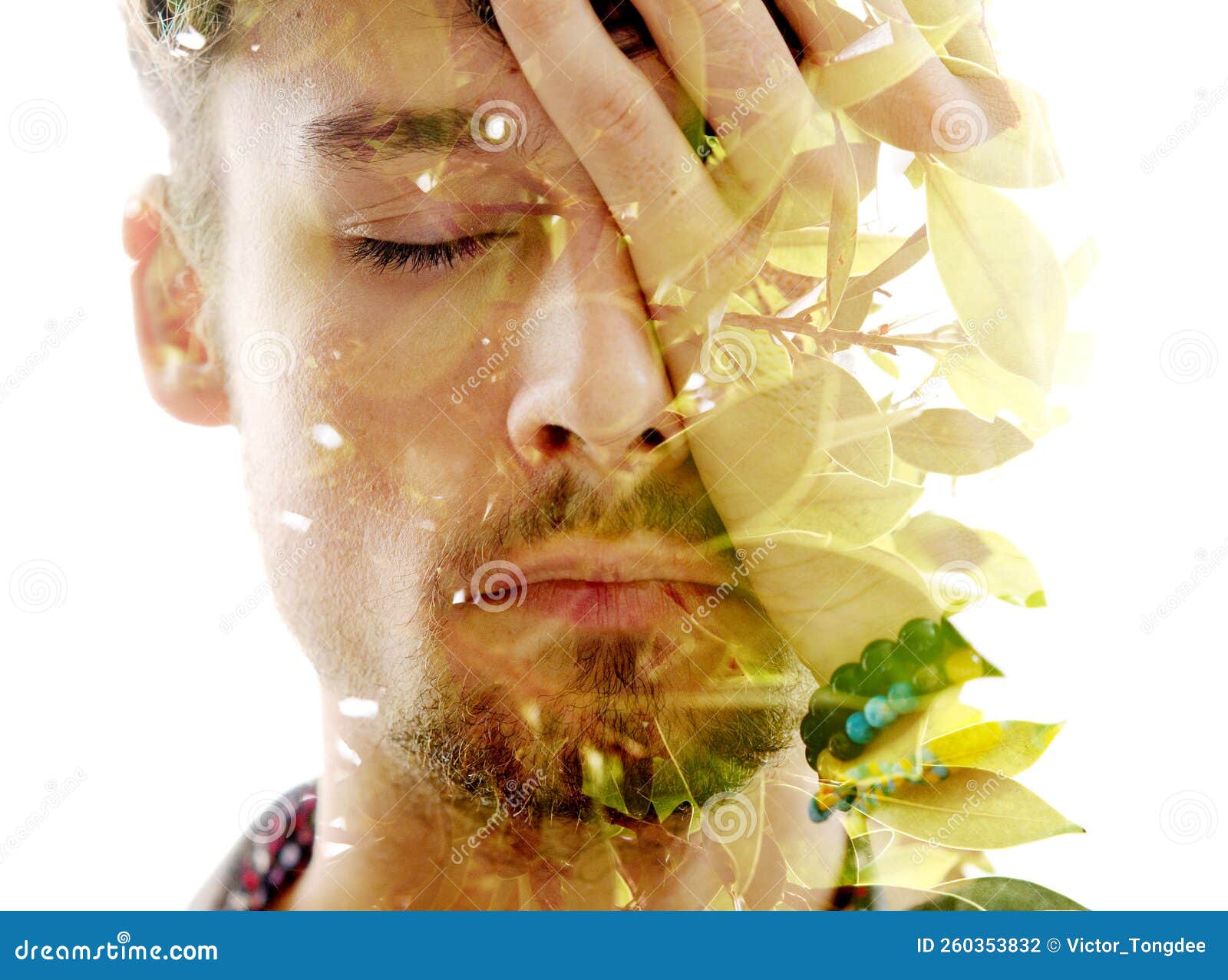 Double Exposure Portrait of a Man Combined with Nature Stock Photo ...