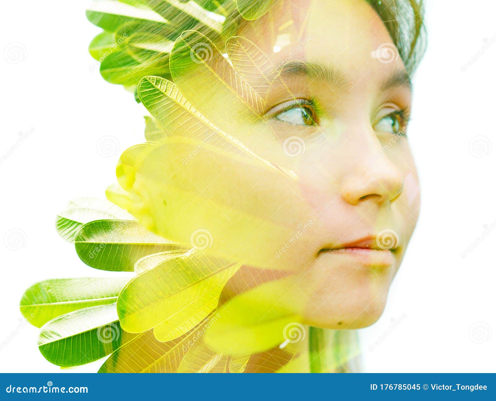 Creative Surreal Double Exposure Portrait Stock Image - Image of female ...