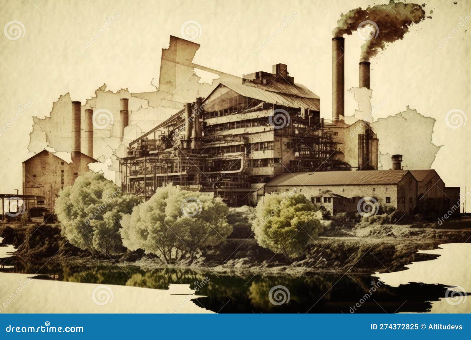 A Double Exposure of a Pulp and Paper Mill, with Different Stages of ...