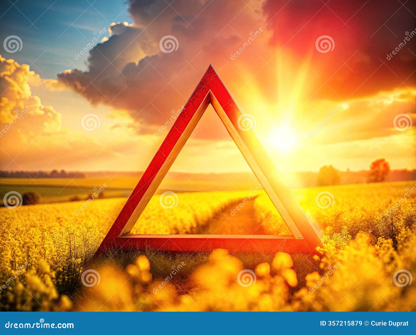 Double Exposure Red Caution Triangle on Yellow Background a Powerful ...