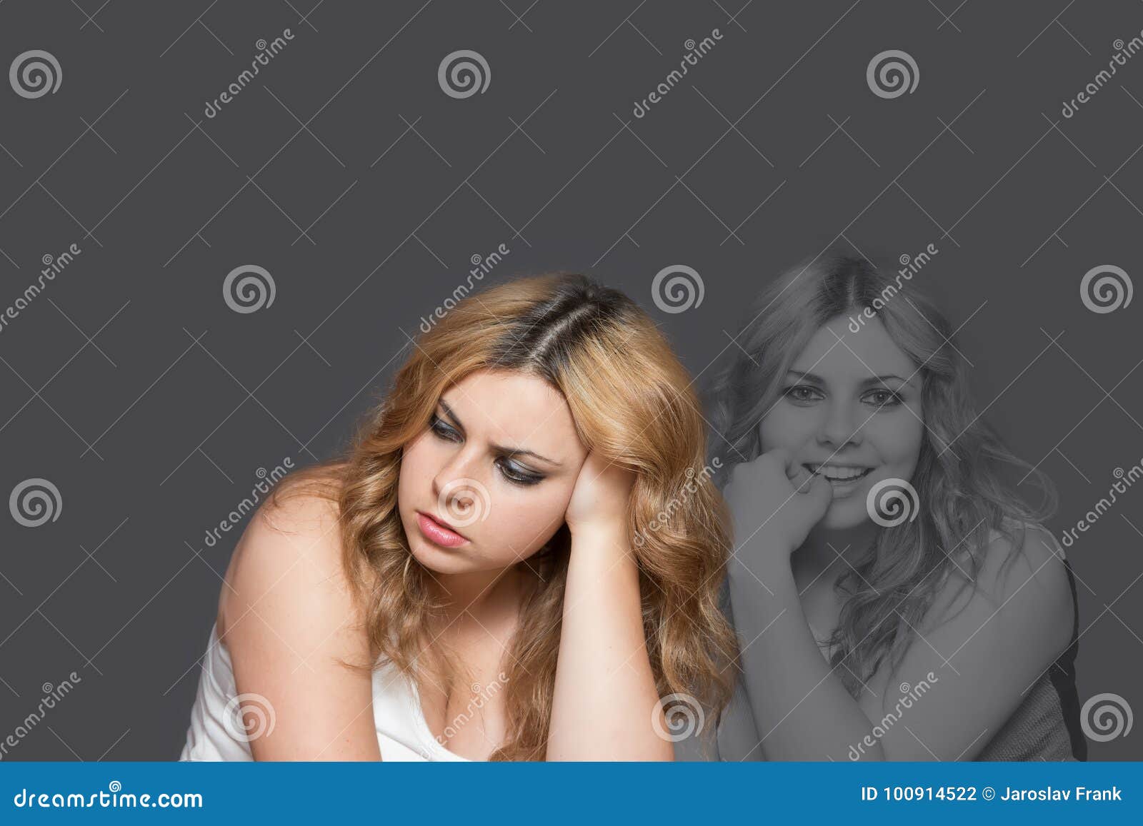 Double Exposure of Sad and Happy Woman Stock Photo - Image of female ...