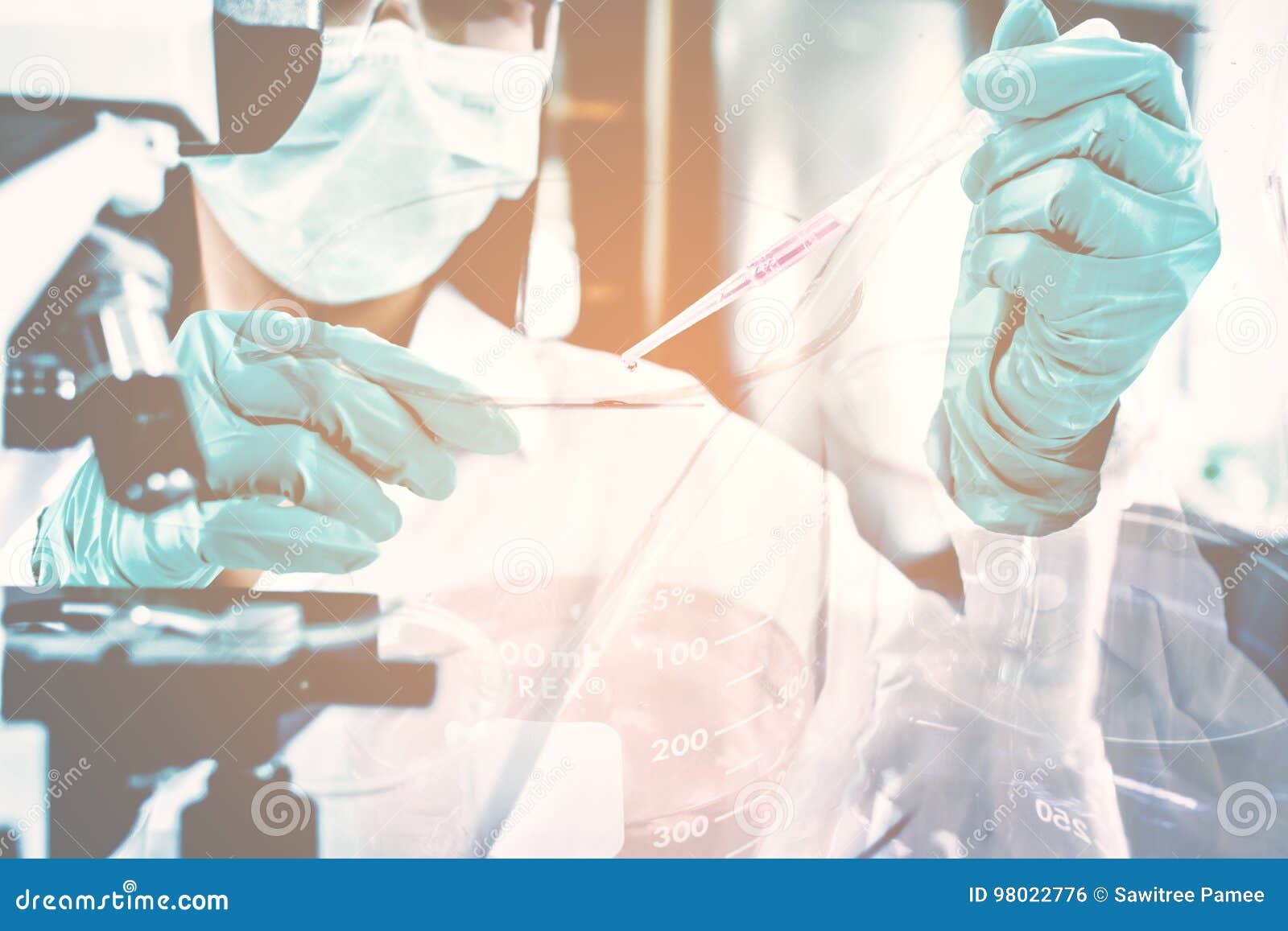 Double Exposure of Science Experiment Stock Photo - Image of flask ...