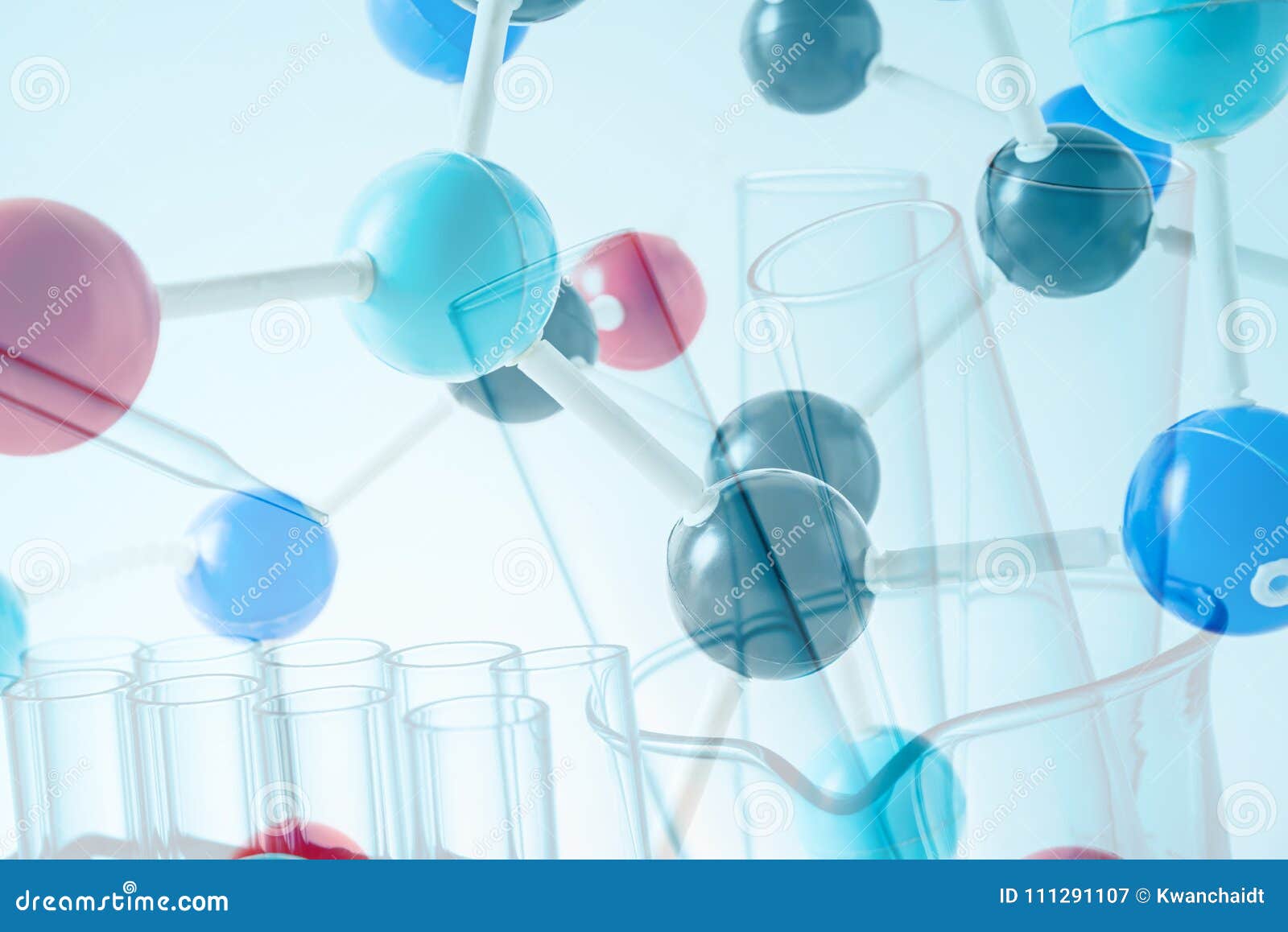 Double Exposure of Science Molecule Structure with Science Labor Stock ...
