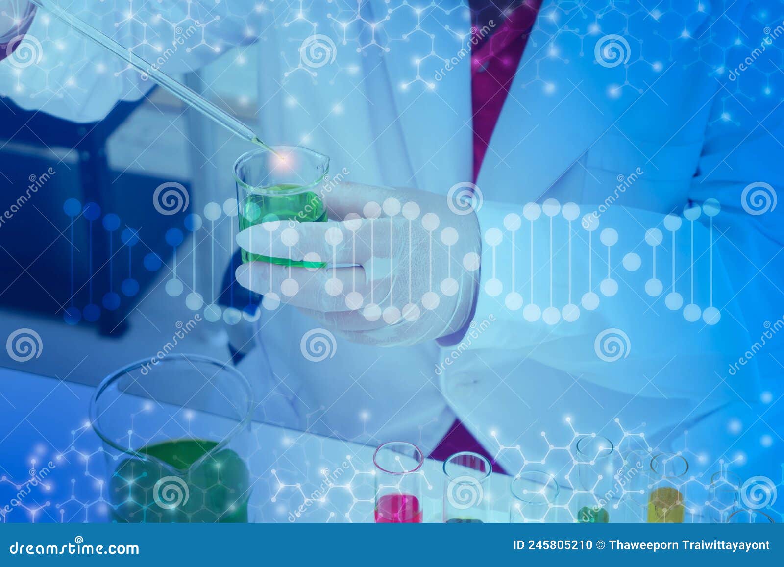 Double Exposure of Scientist Use of Dropper in Laboratory with DNA ...