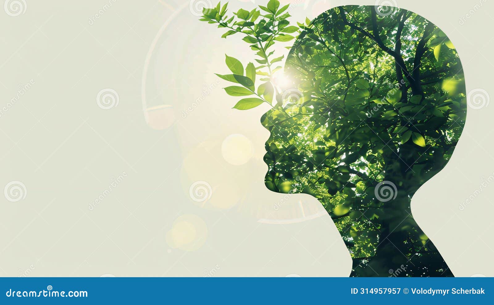 Double Exposure Silhouette of Human Head with Growth Stock Image ...