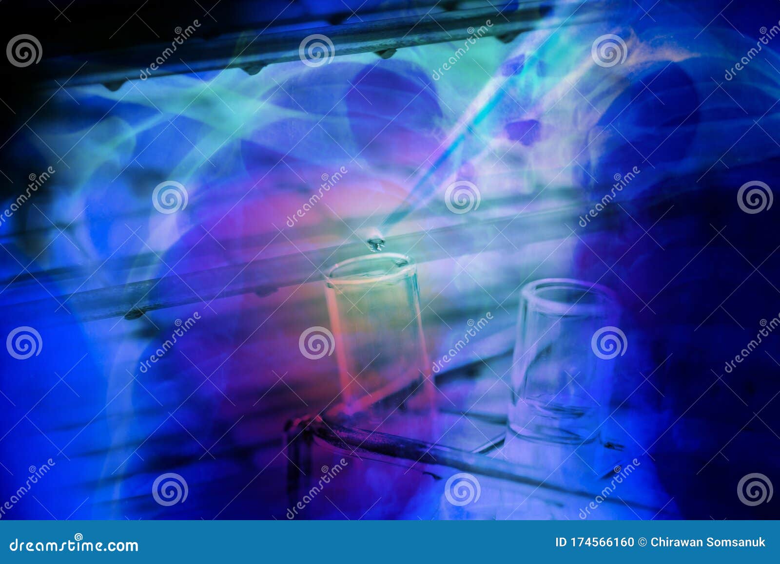 Double Exposure Test-tube in Science Background Concept Stock Photo ...