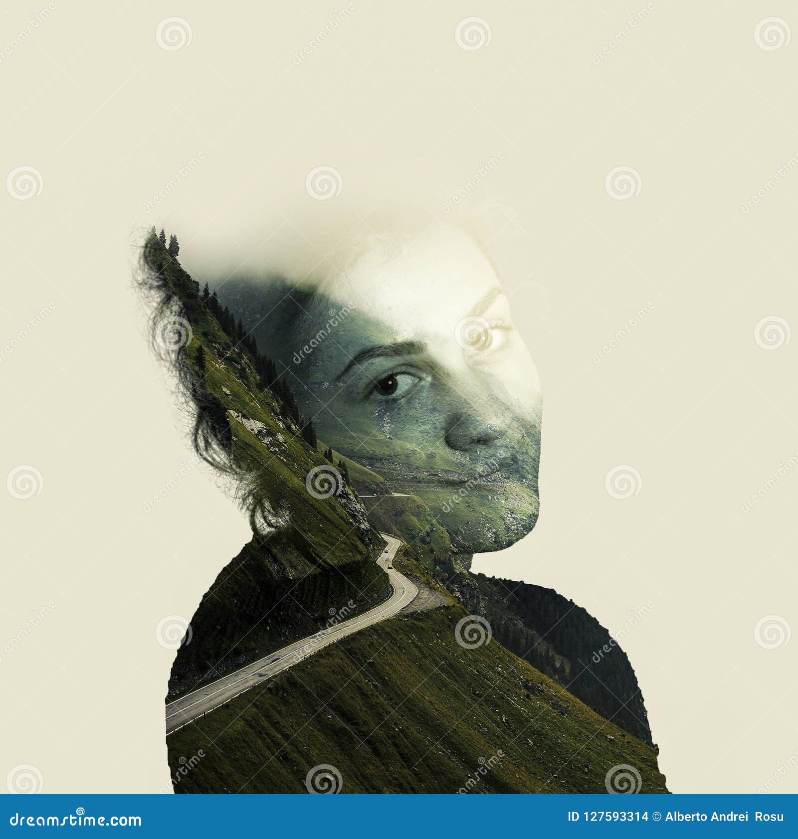 Double Exposure of Woman and a Road Crossing Stock Photo - Image of ...