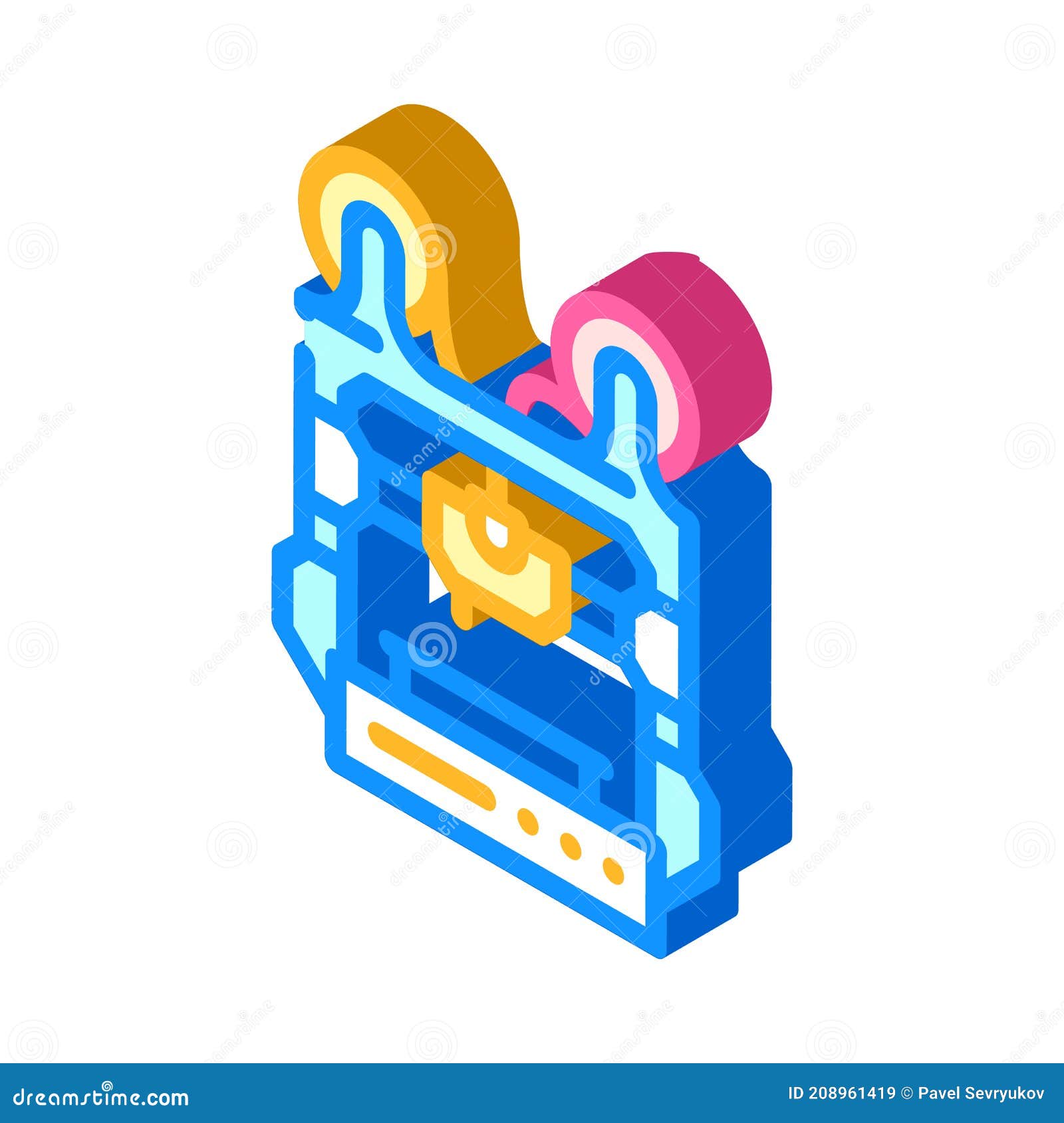 Double Extruder 3d Printer Isometric Icon Vector Illustration Stock ...