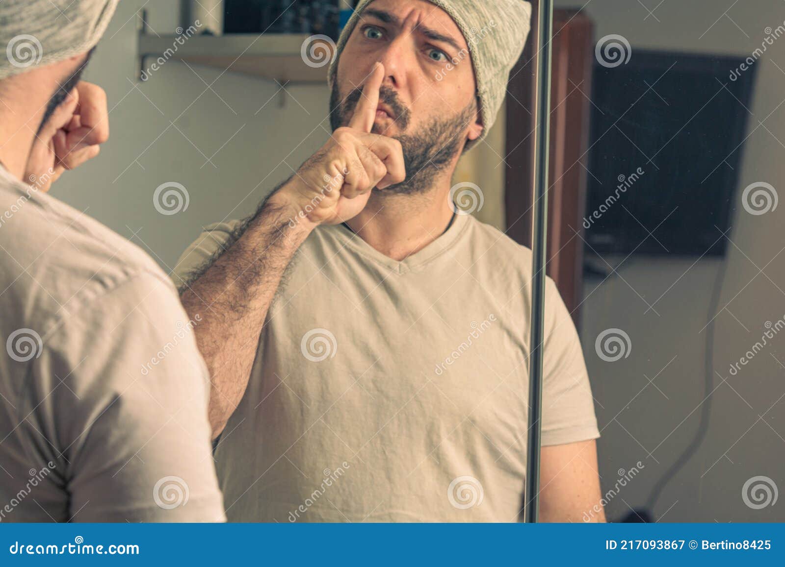 Reflex Mirroring. Handsome Men Stock Image - Image of severe, looking ...