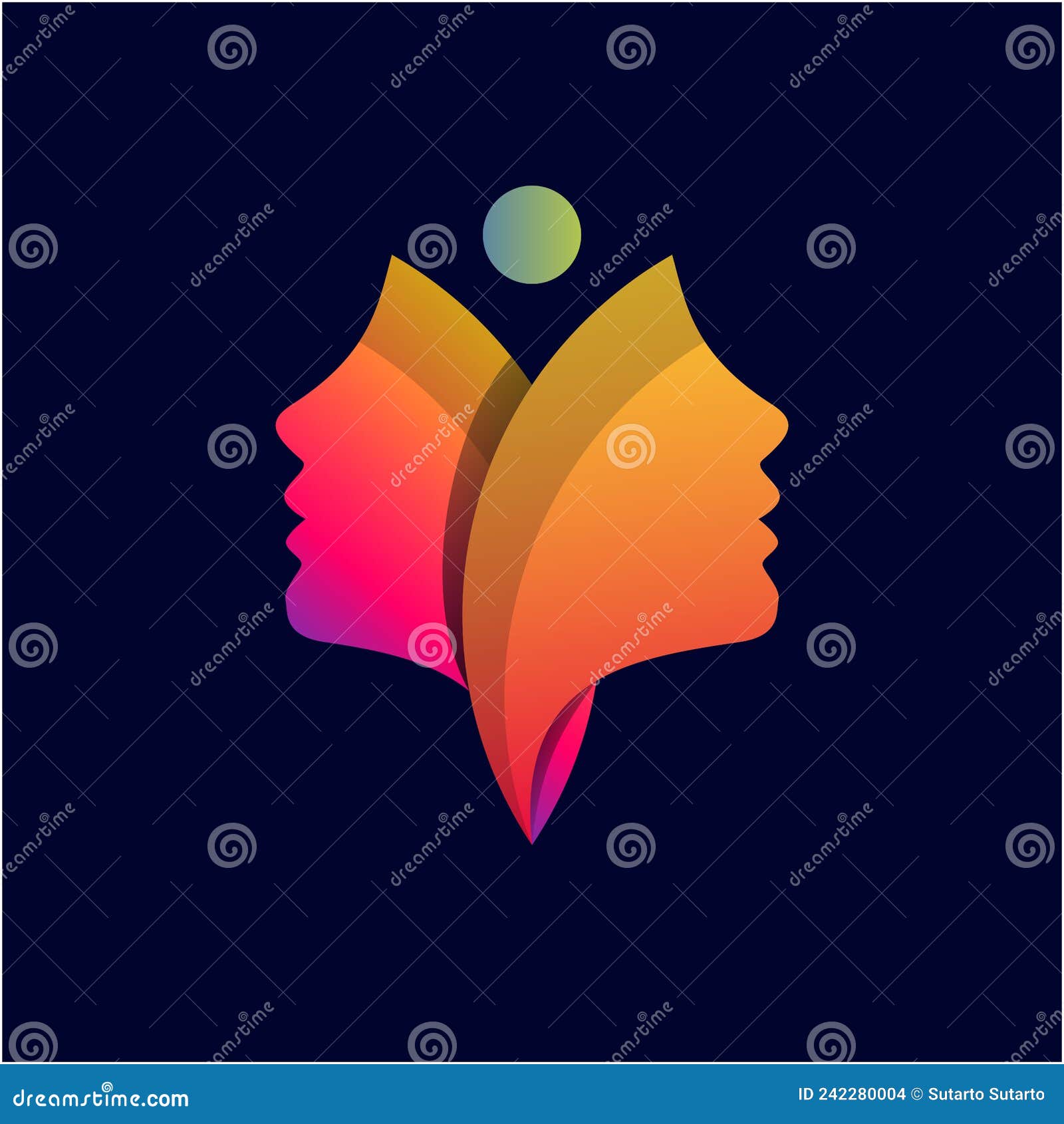 Double Face Gradient Logo Template Stock Vector - Illustration of ...