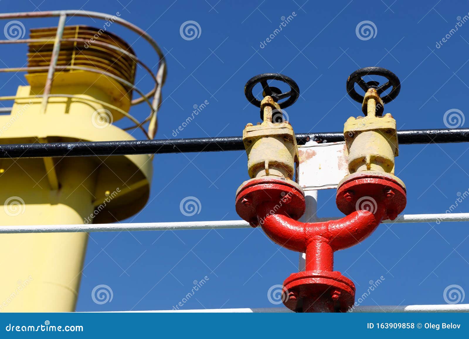 Double Fire Hydrant on the Upper Deck of a Cargo Ship Stock Photo ...