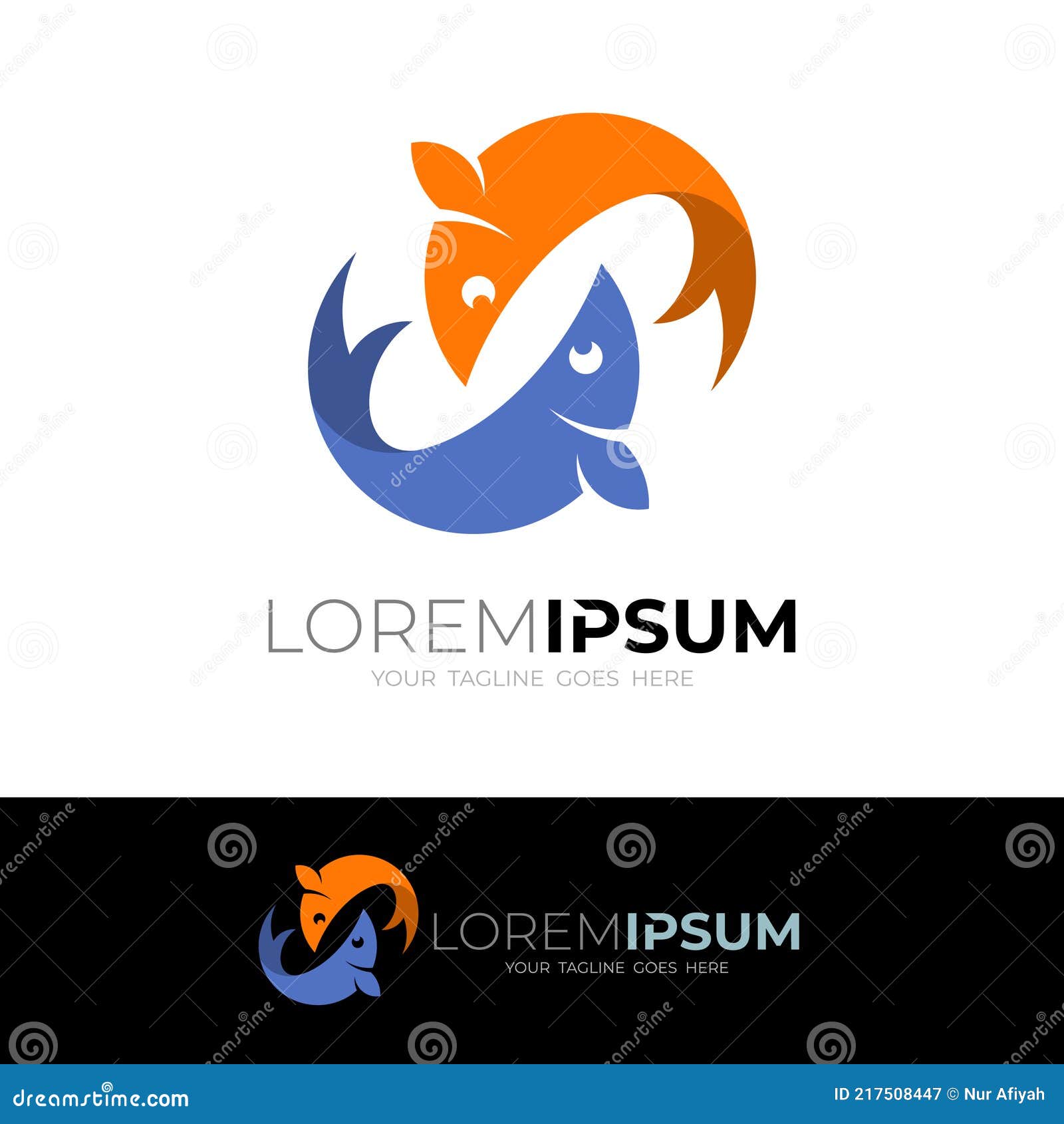 Double Fish Logo with a Circle, Simple Logo Template Stock Vector ...