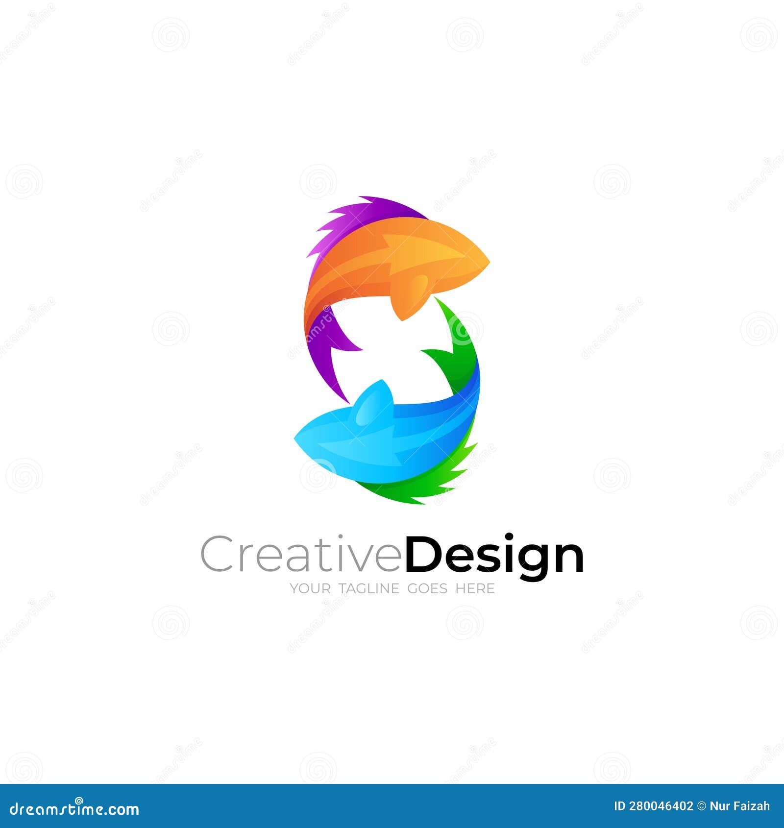 Double Fish Logos, Marine Life Icon , Salmon Logo Cartoon Vector ...