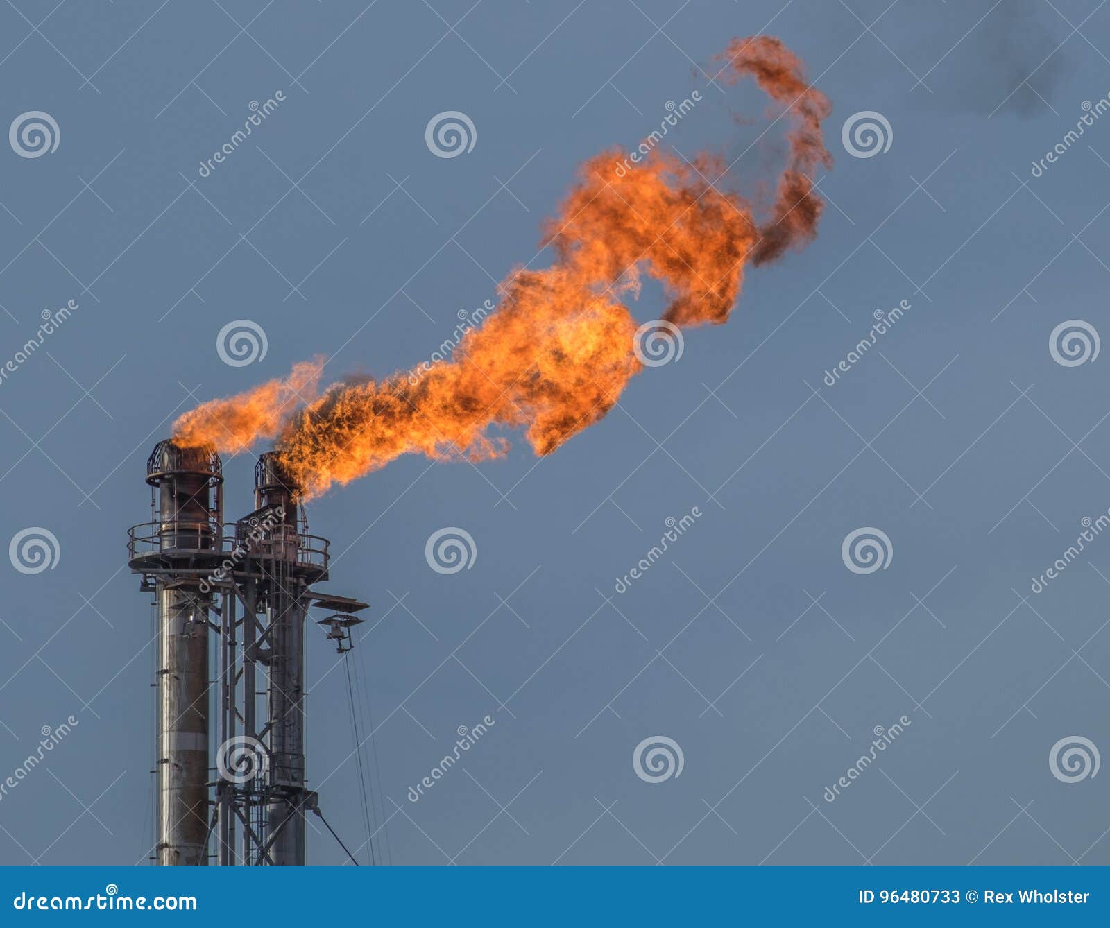 A Double Flare Stack at an East Texas Refinery Stock Image - Image of ...