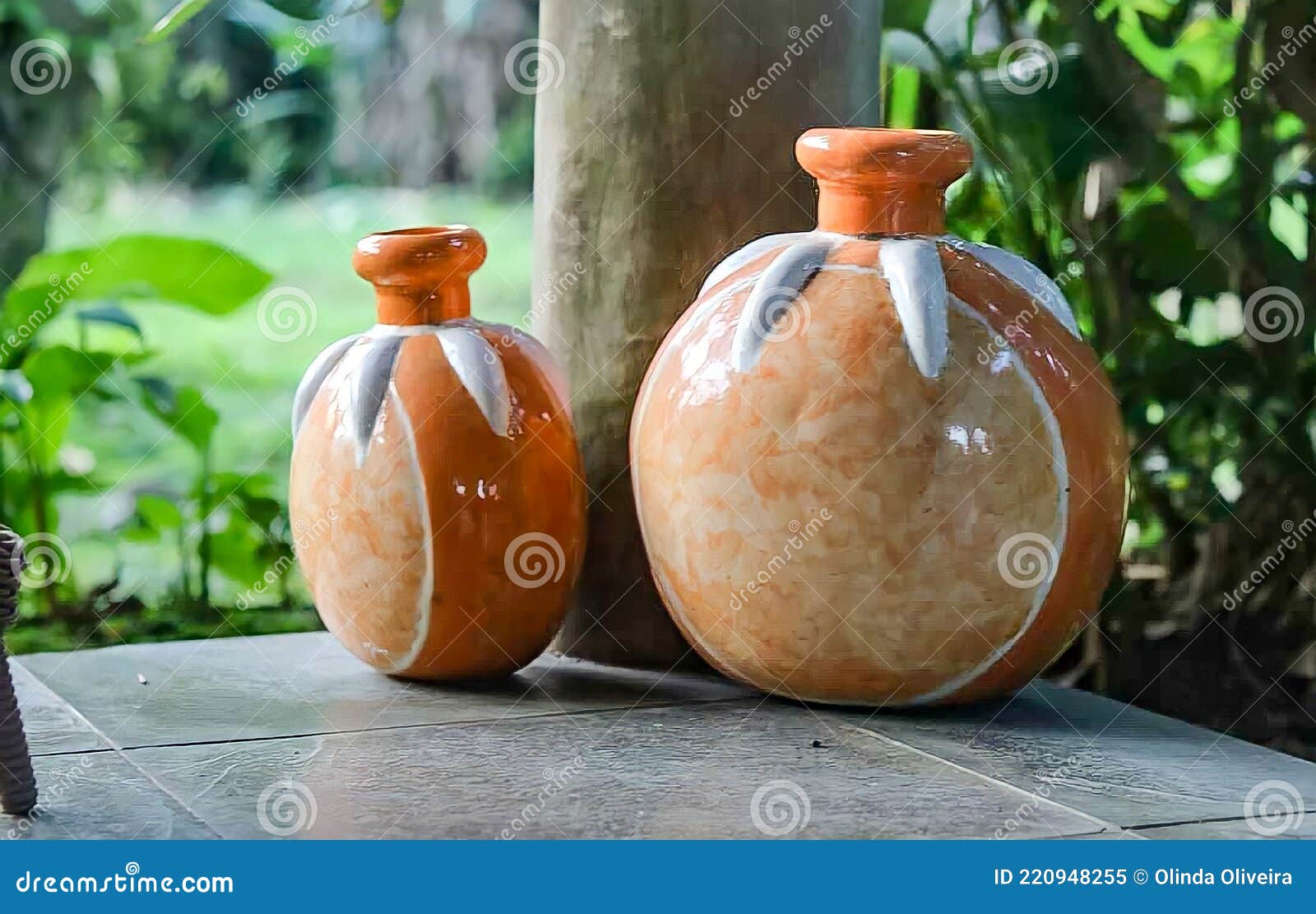 Double Flower Vase, Two Vases on the Balcony Stock Image - Image of ...