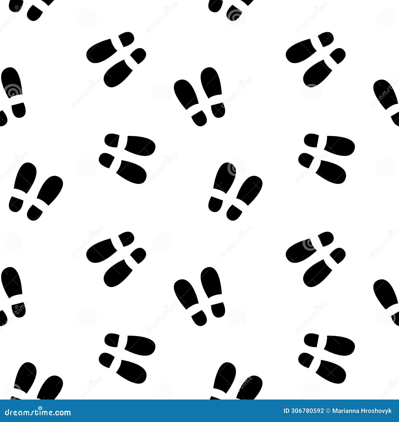Double Footprints Shoes Black Vector Seamless Pattern Stock Vector ...