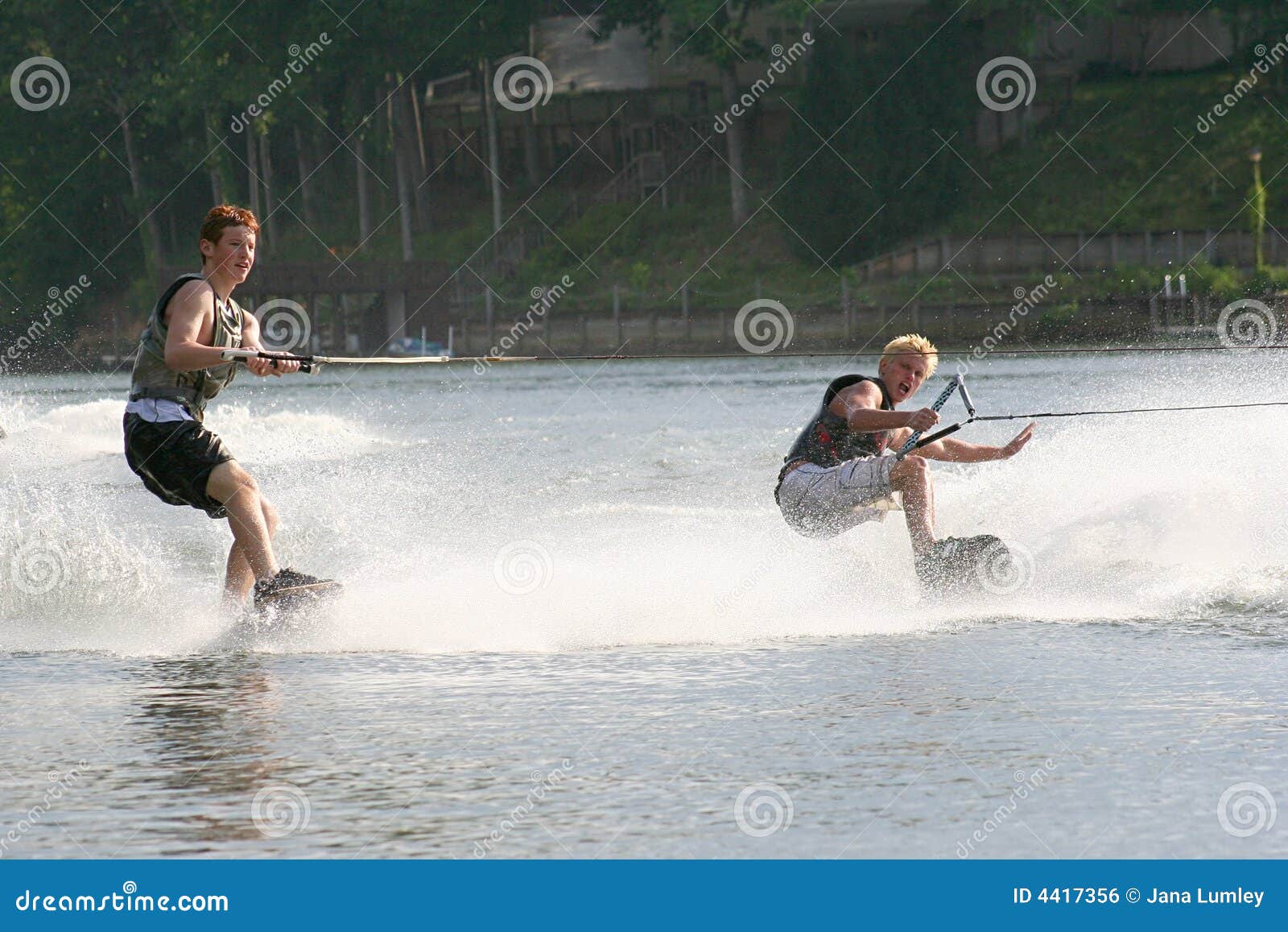 Double Fun stock photo. Image of spray, sport, lake, summer - 4417356