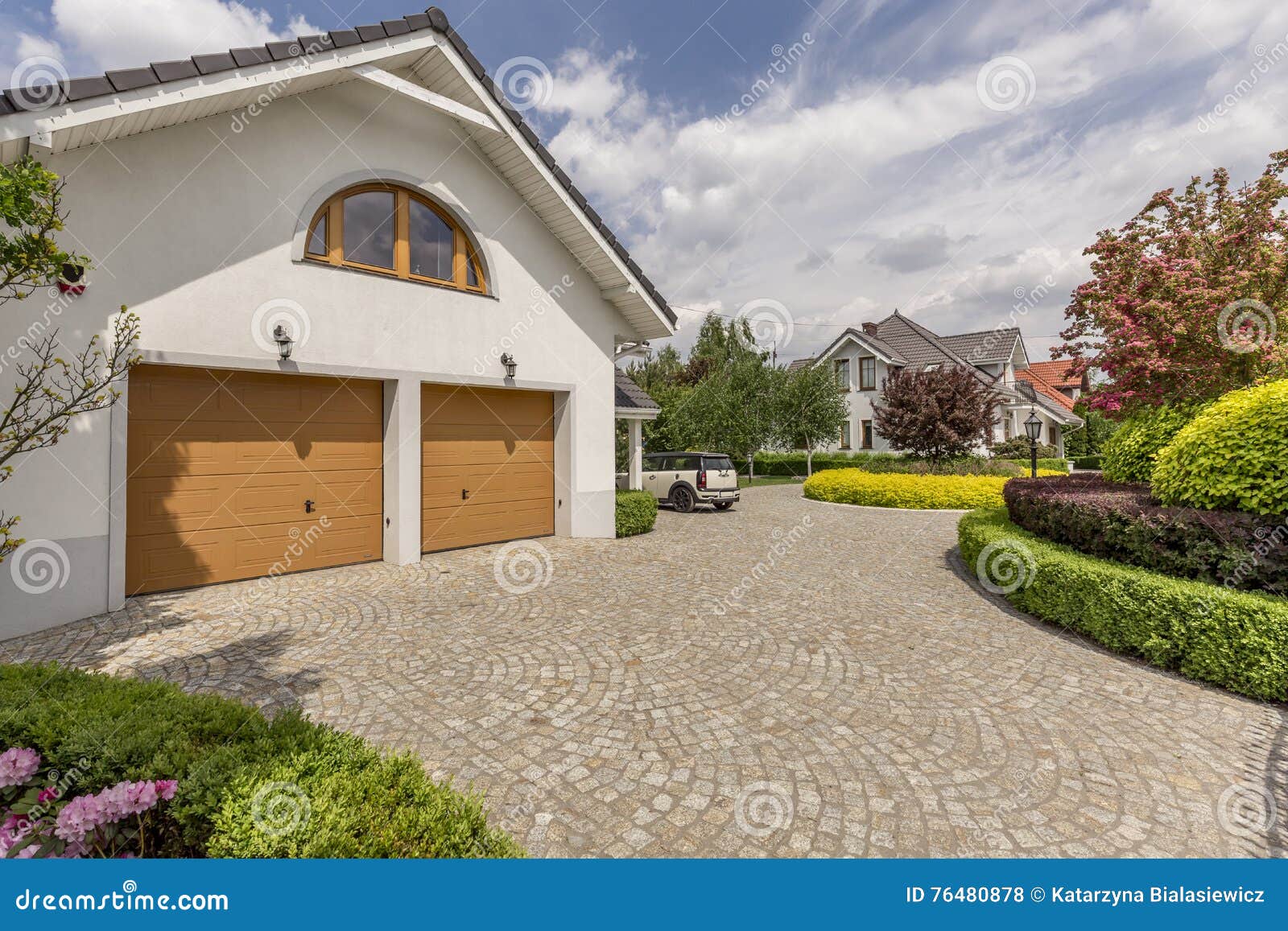 Double garage home stock photo. Image of modern, cloudy - 76480878