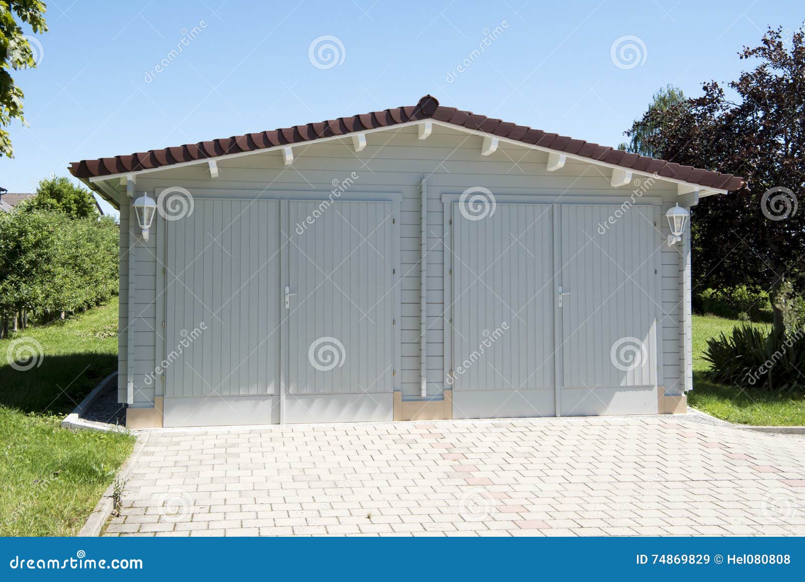 Double Garage stock image. Image of private, home, doors - 74869829