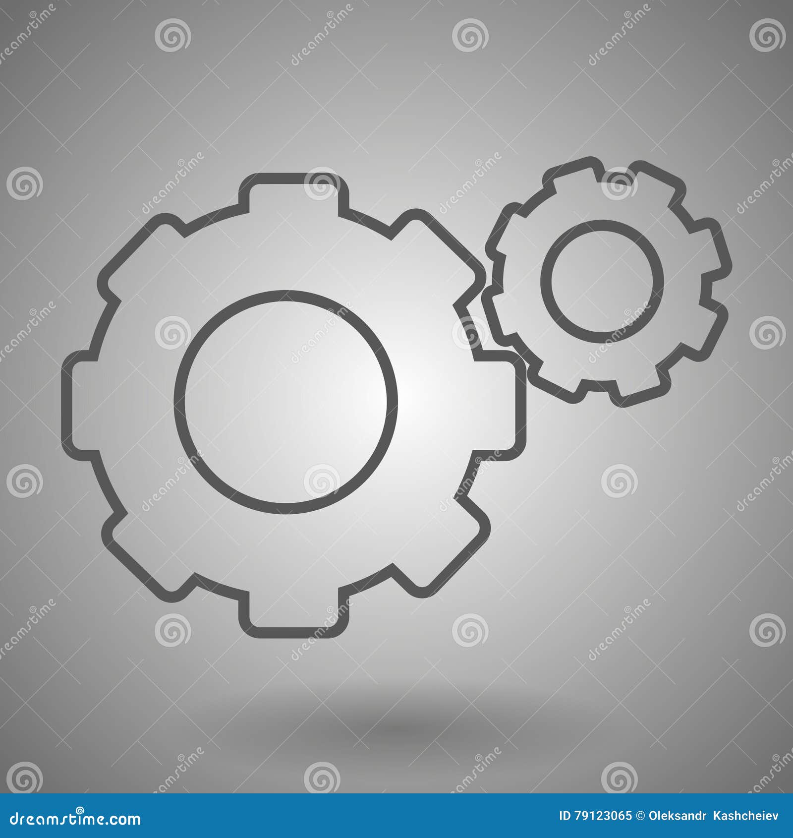 Double Gear The Line Art. Two Linear Gear Icon Illustration On Gray ...