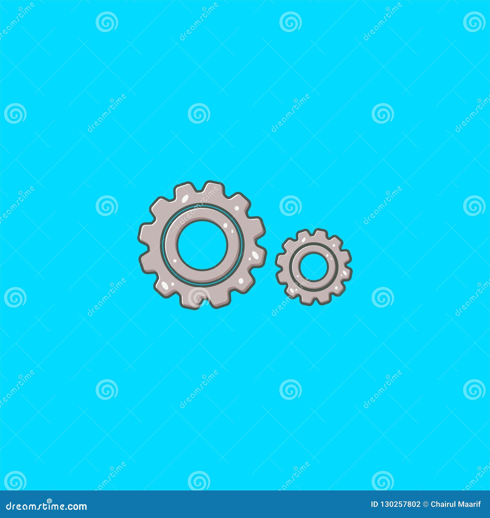 Double Gear The Line Art. Two Linear Gear Icon Illustration On Gray ...