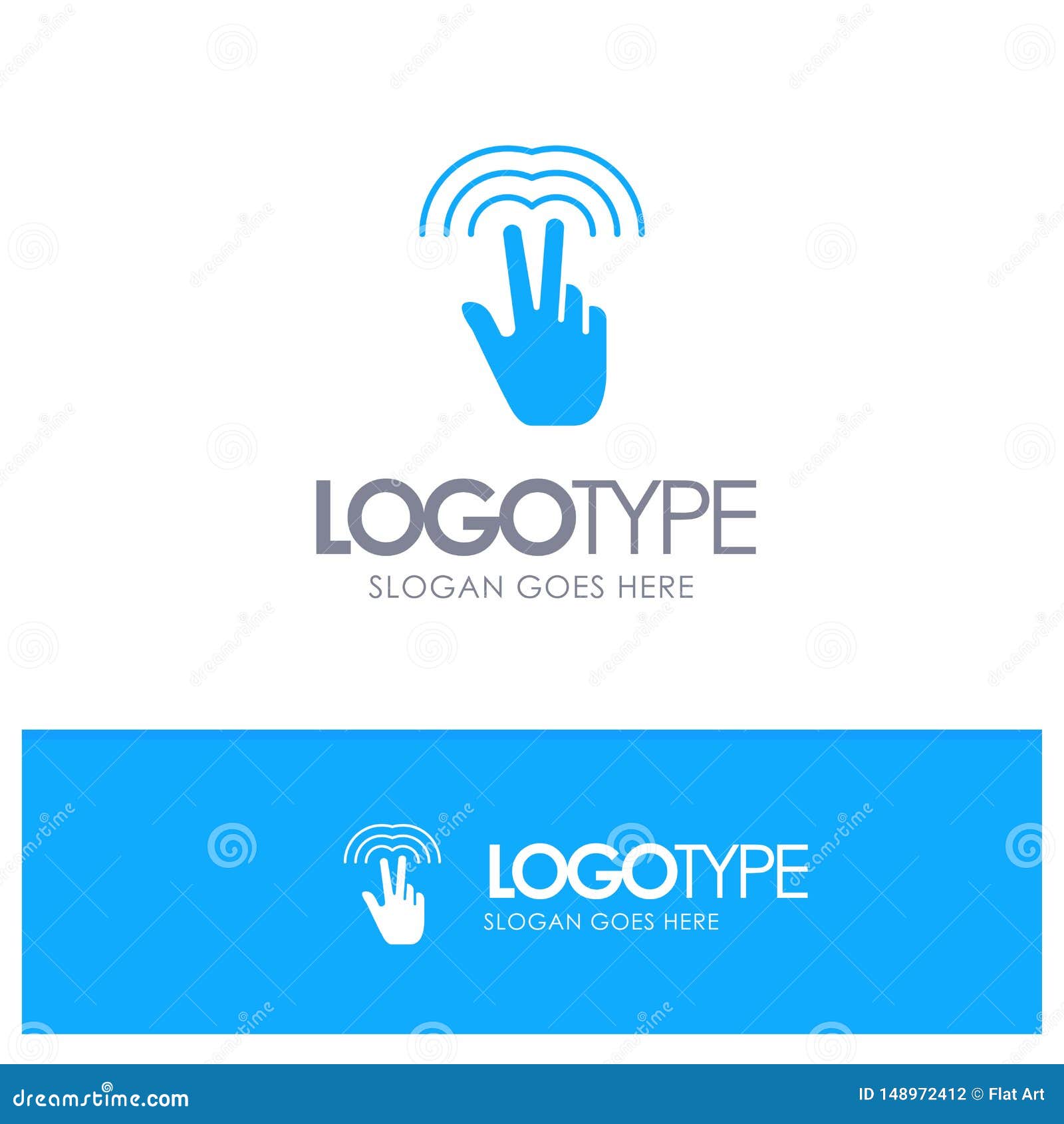 Double, Gestures, Hand, Tab Blue Solid Logo with Place for Tagline ...