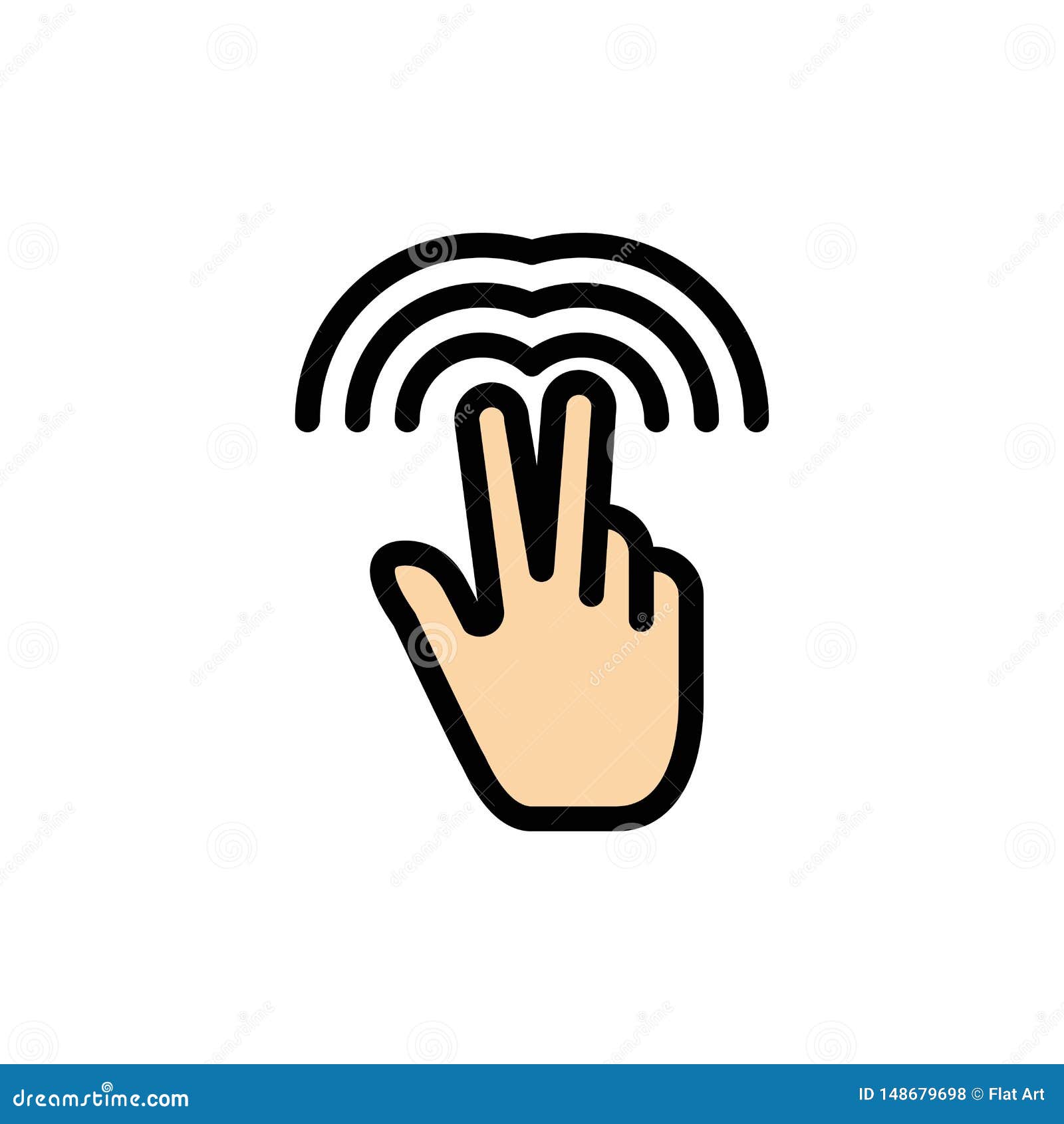 Double, Gestures, Hand, Tab Flat Color Icon. Vector Icon Banner ...