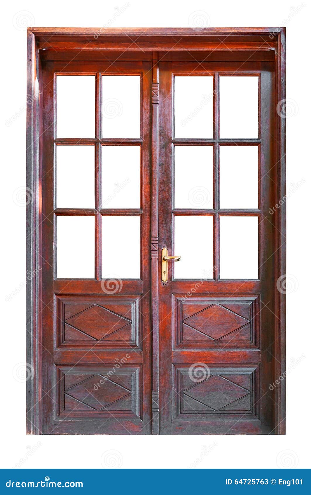 Double glazed wooden door stock image. Image of hardwood - 64725763