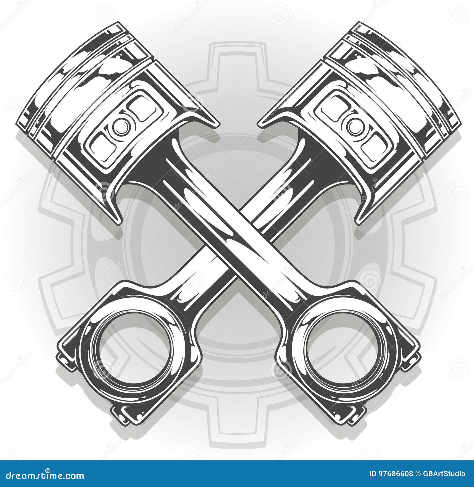 Double Graphic Black Car Engine Piston Stock Vector - Illustration of ...