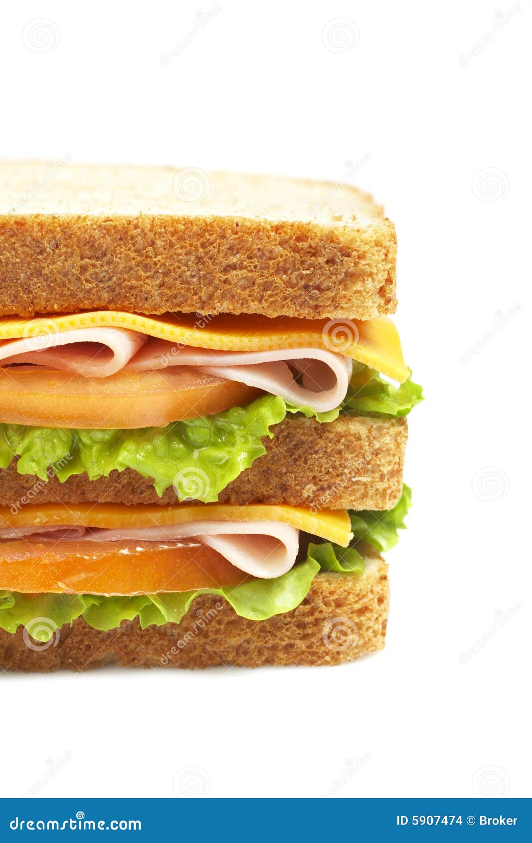Double Ham Sandwich with Vegetables Stock Photo - Image of calories ...