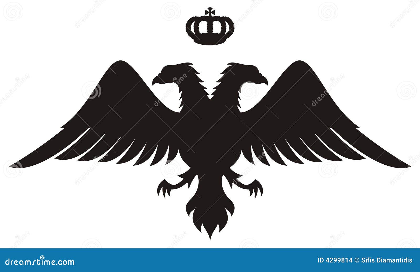 Double Headed Eagle Silhouette with Crown Stock Vector - Illustration ...