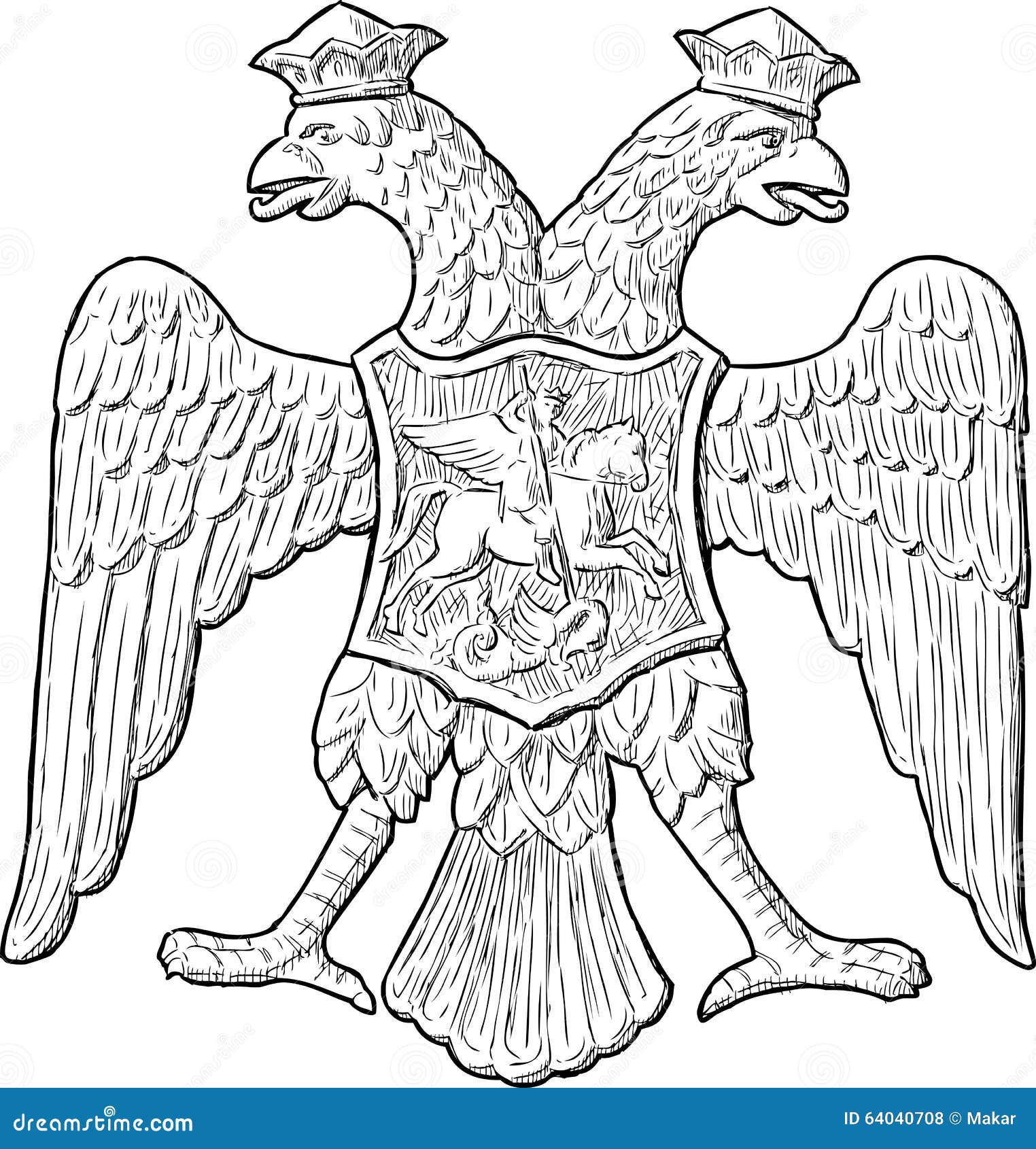 Double-headed eagle stock vector. Illustration of mythology - 64040708