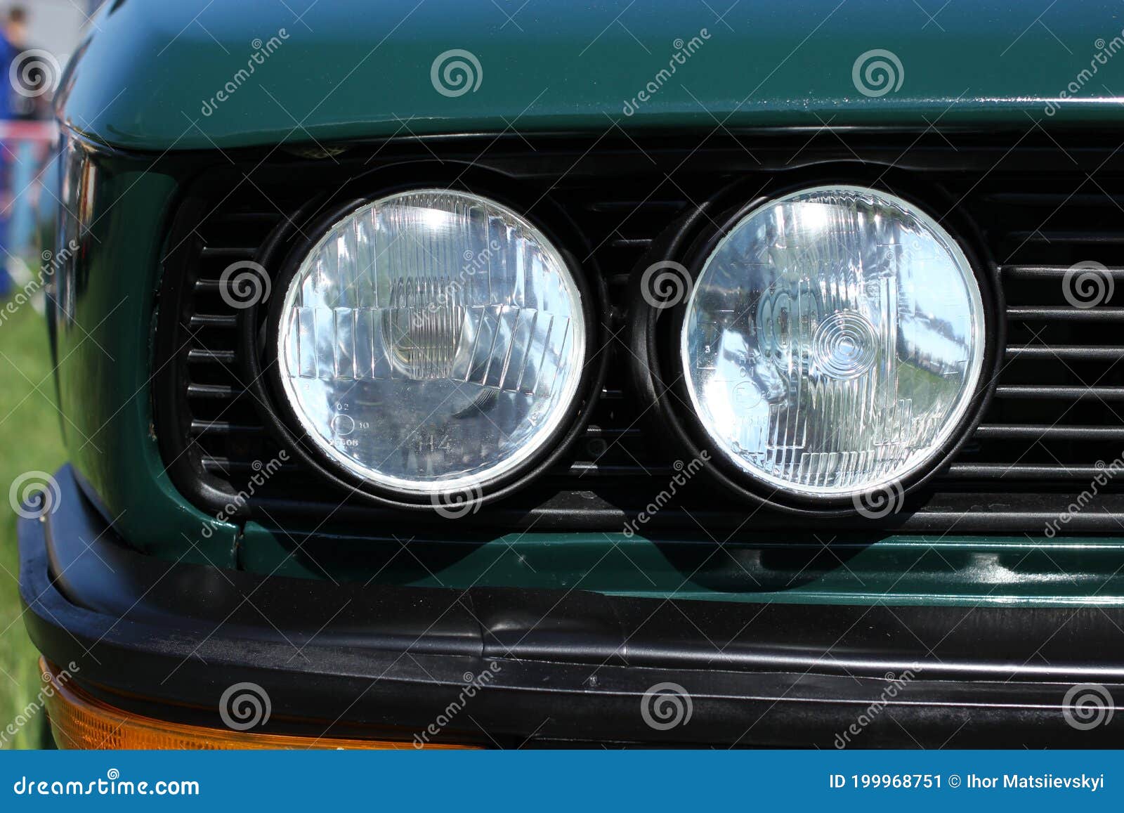 Double Headlamp of a Retro Business Class Car. Stock Image - Image of ...