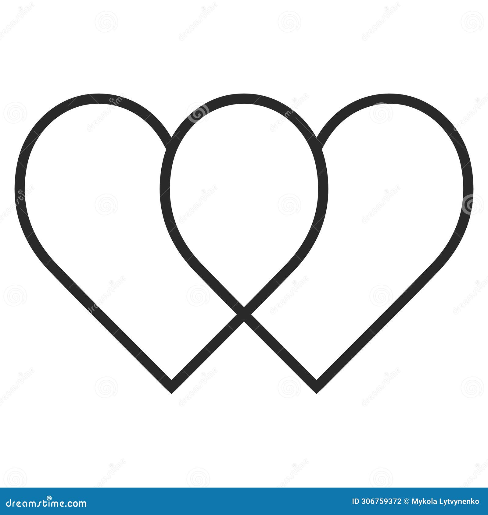 Double Heart Icon, Symbol Love, Two Hearts Devotion To Love Vector ...