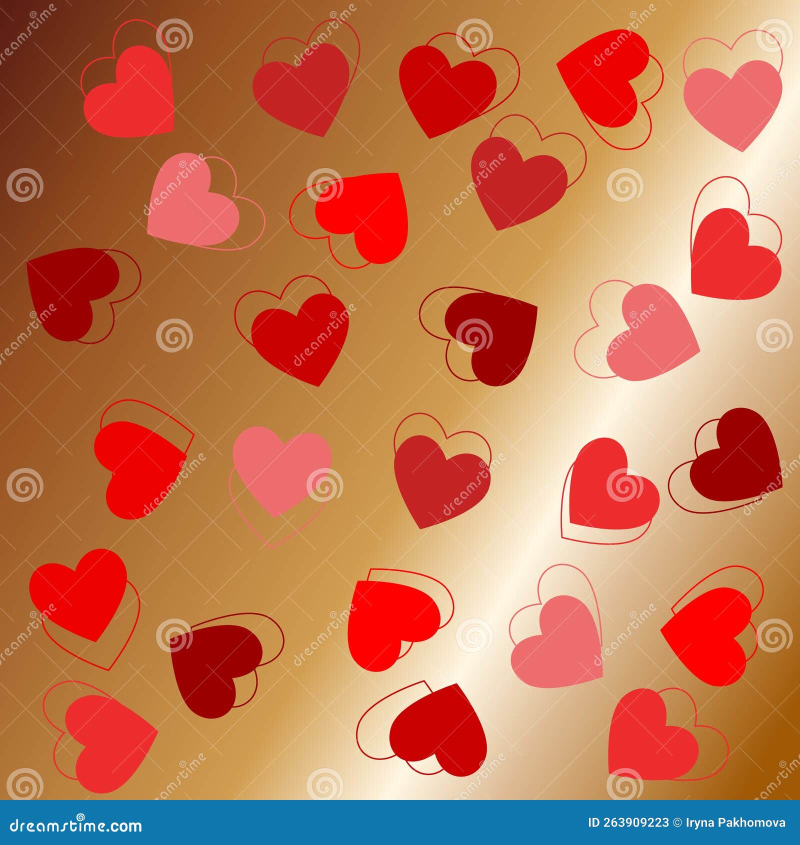 Double Heart Pattern on Bronze Stock Vector - Illustration of gold ...