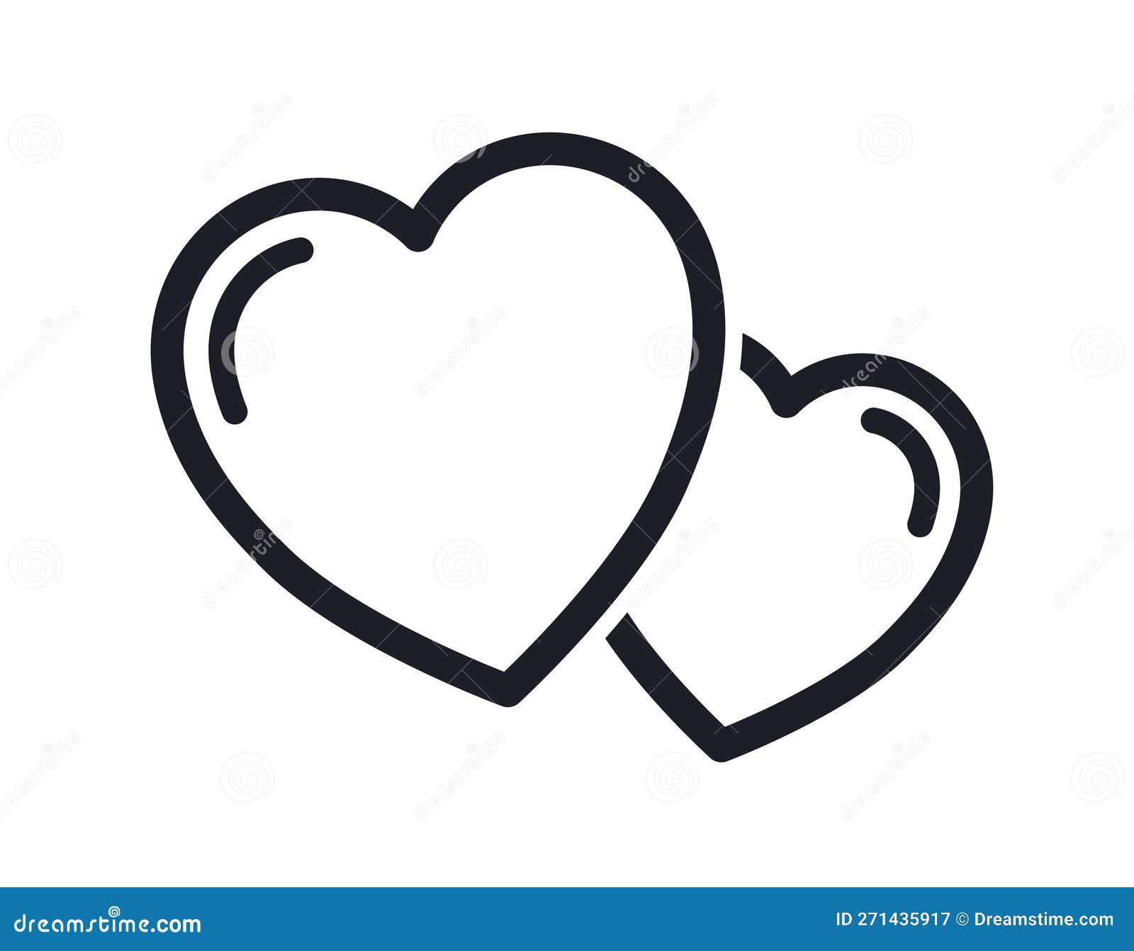 Double Heart Symbol Two Hearts Vector Icon Stock Vector - Illustration ...