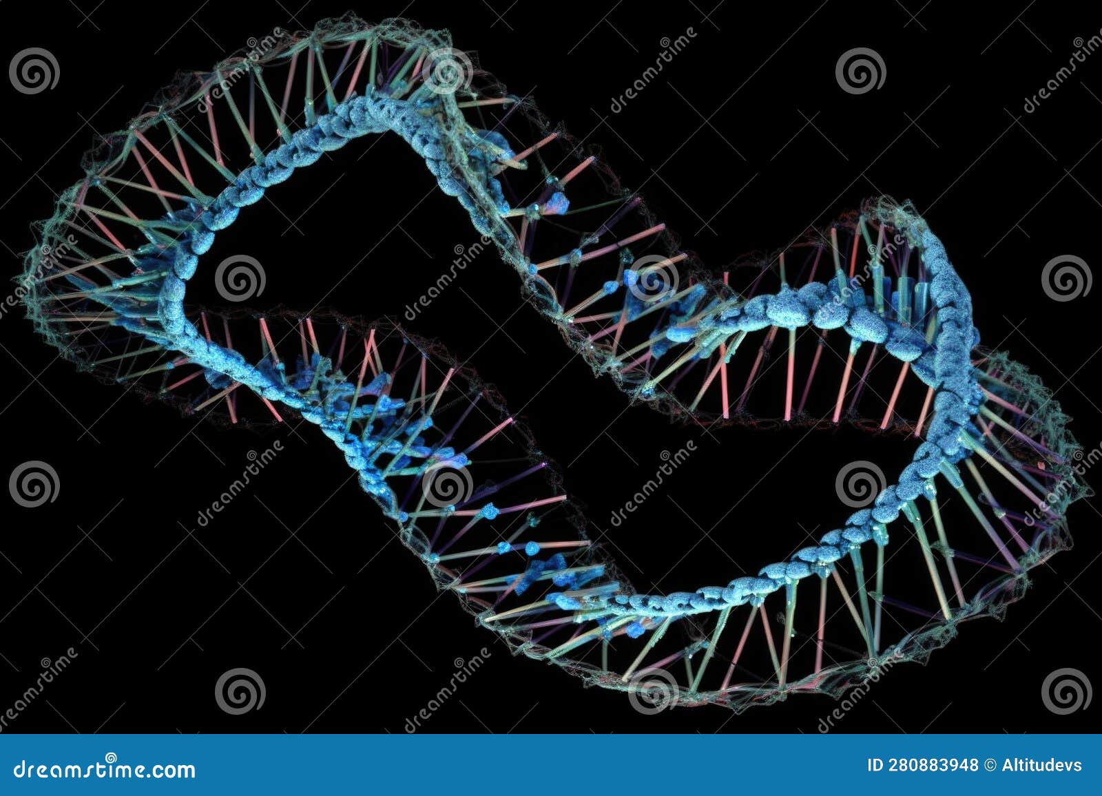 Helical Structure Of A Dna Strand With Blurred Background Stock Photo ...