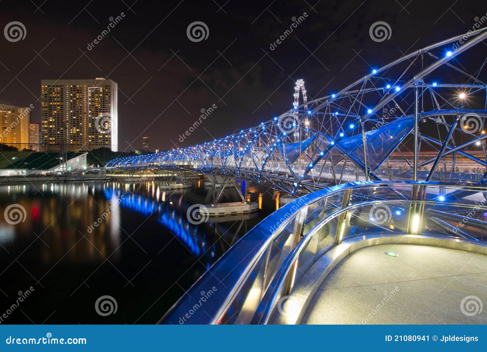 Double Helix Bridge in Singapore at Night Editorial Photo - Image of ...