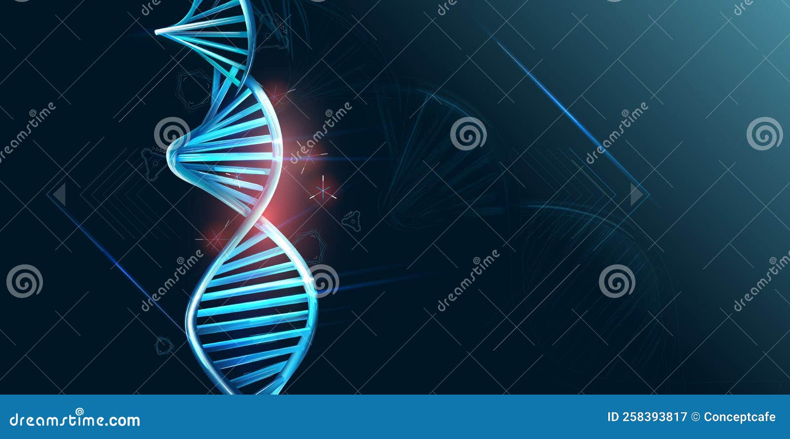 Double Helix DNA and HUD Elements on Dark Background. Stock ...