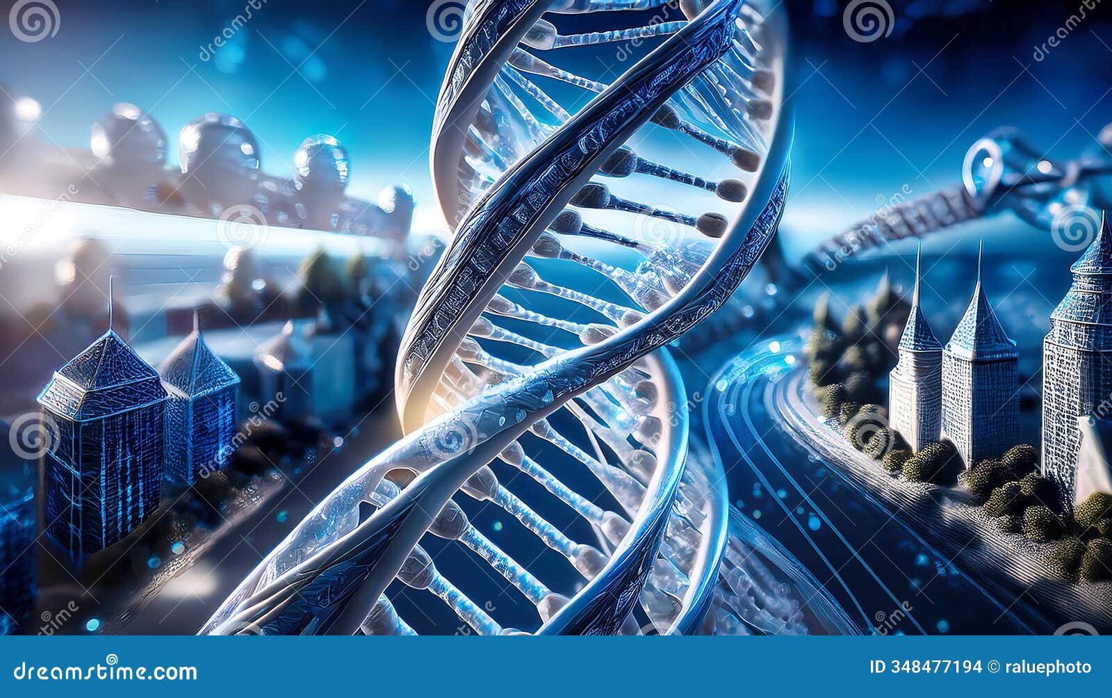 Double Helix DNA Strands, Blue and White, Genetic Code Visualized Stock ...