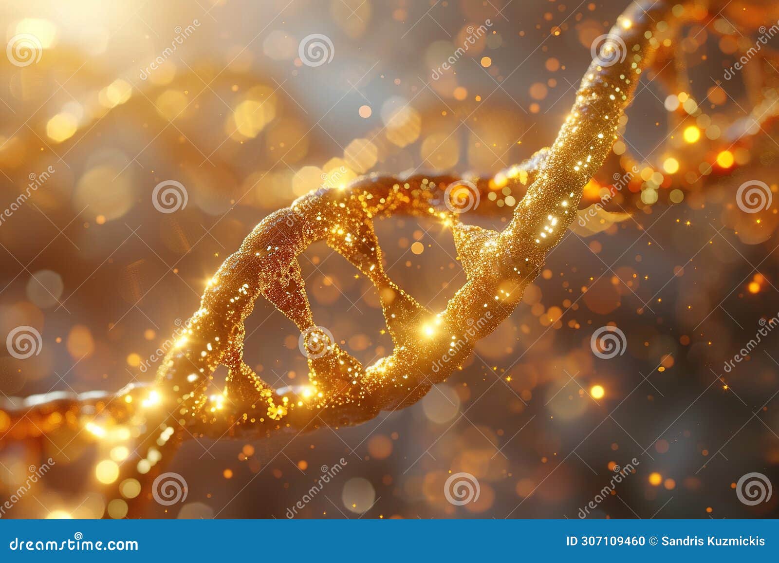 Double Helix DNA Strands on a Gold. Generative AI Stock Illustration ...