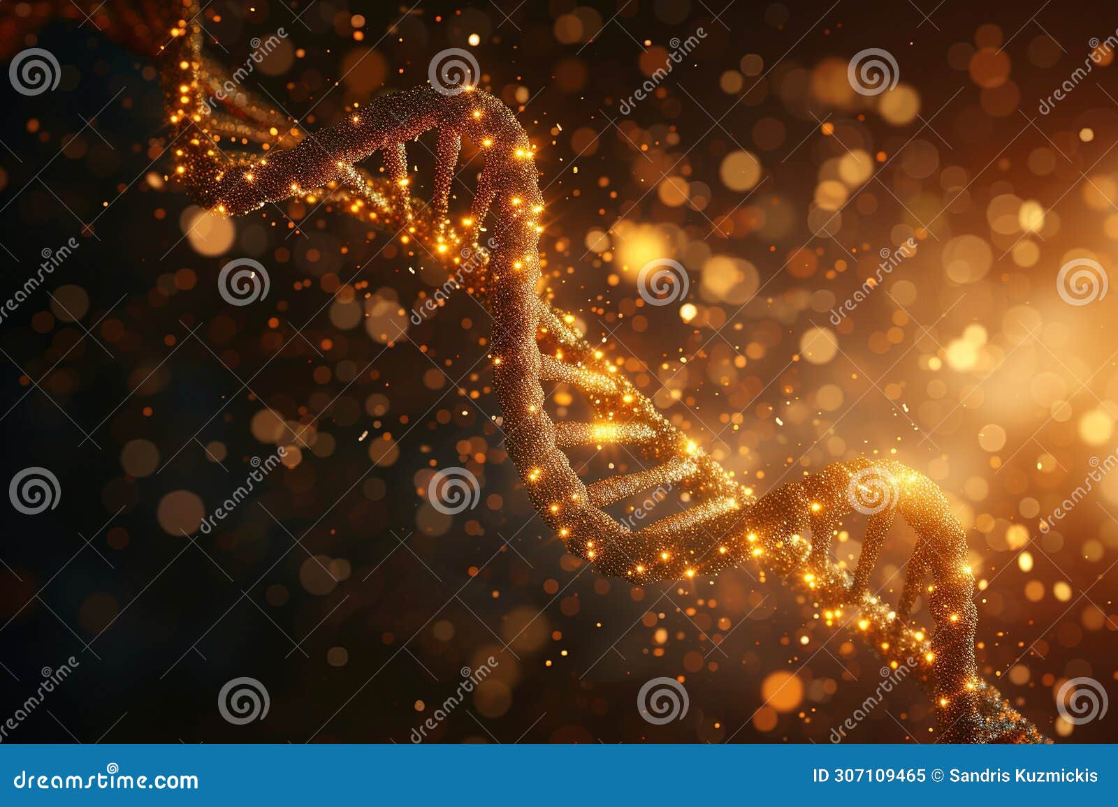 Double Helix DNA Strands on a Gold. Generative AI Stock Illustration ...