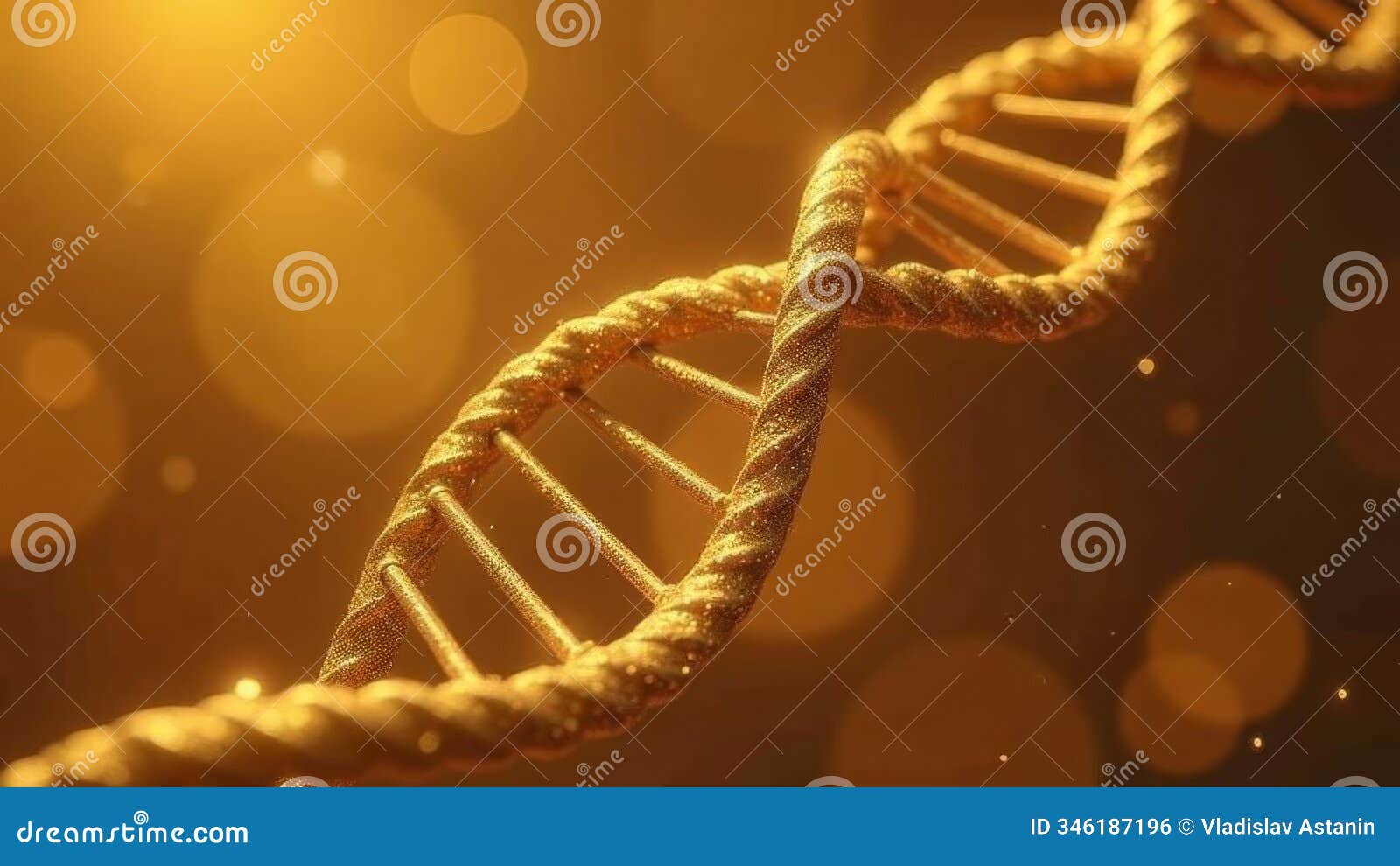 Double Helix DNA Strands on a Gold Stock Photo - Image of futuristic ...