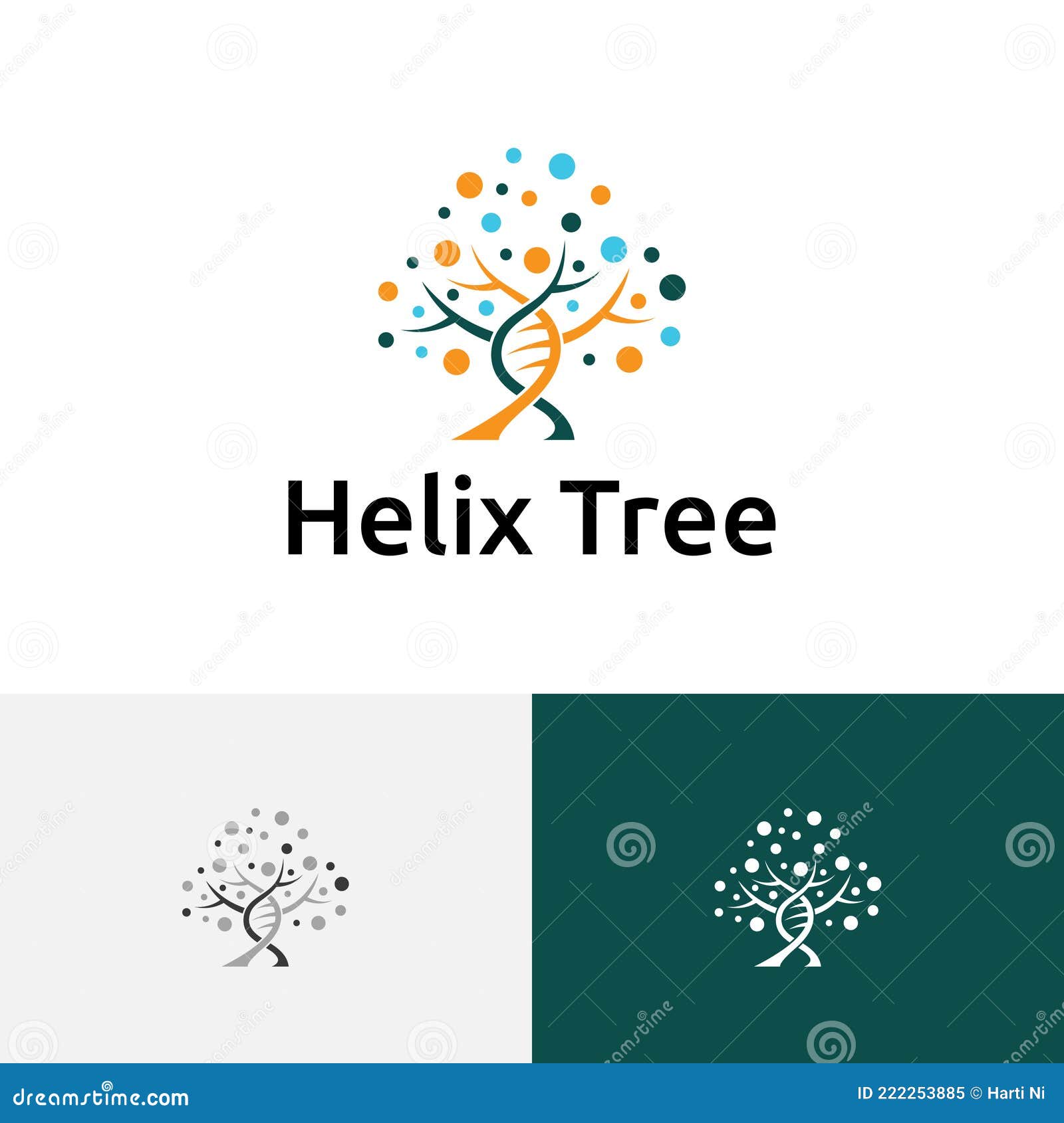 Double Helix DNA Tree Biology Science Research Logo Cartoon Vector ...