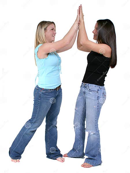 Double High Five Over White Stock Photo - Image of congratulate ...