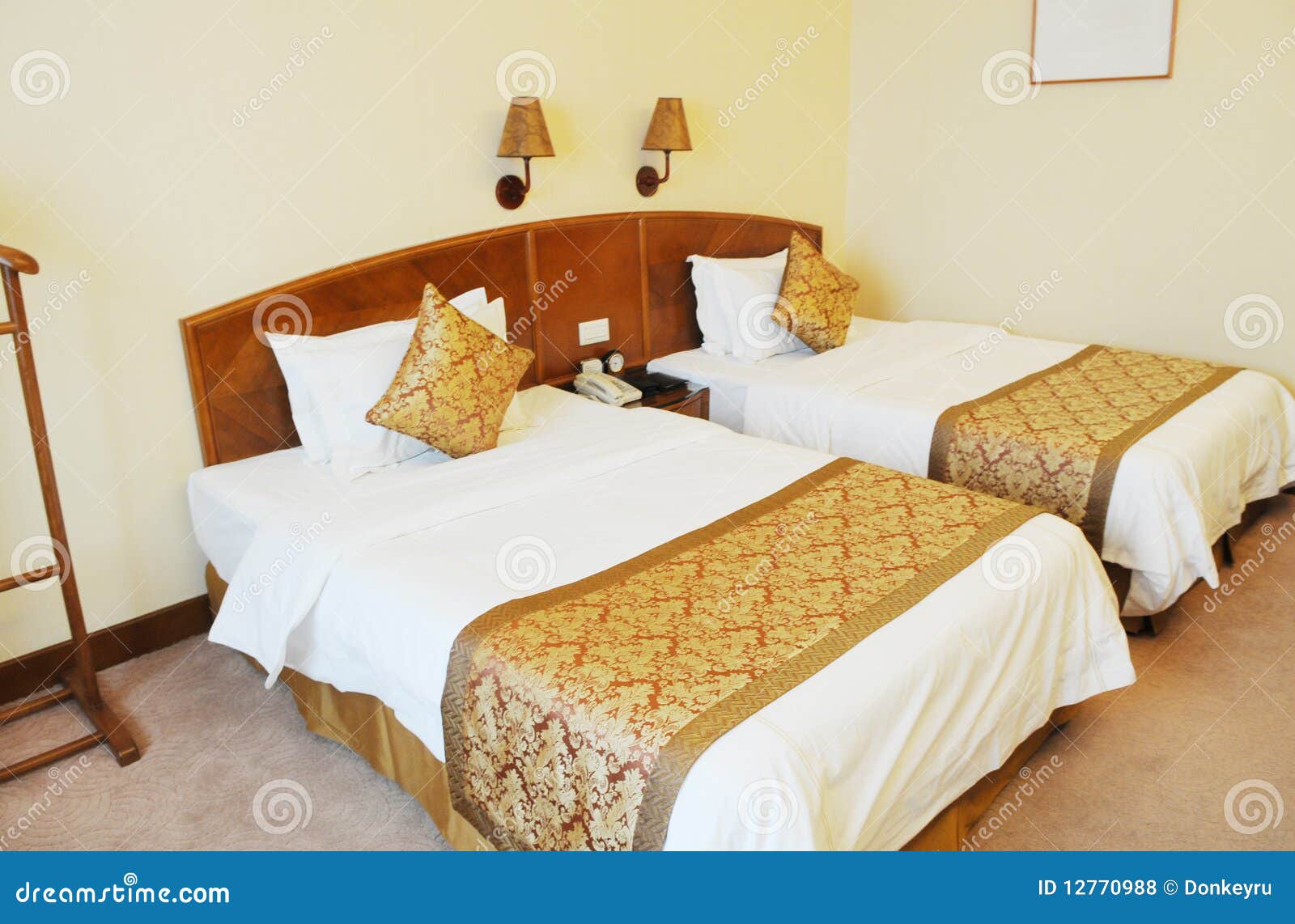 Double hotel room stock photo. Image of bedroom, comfortable - 12770988
