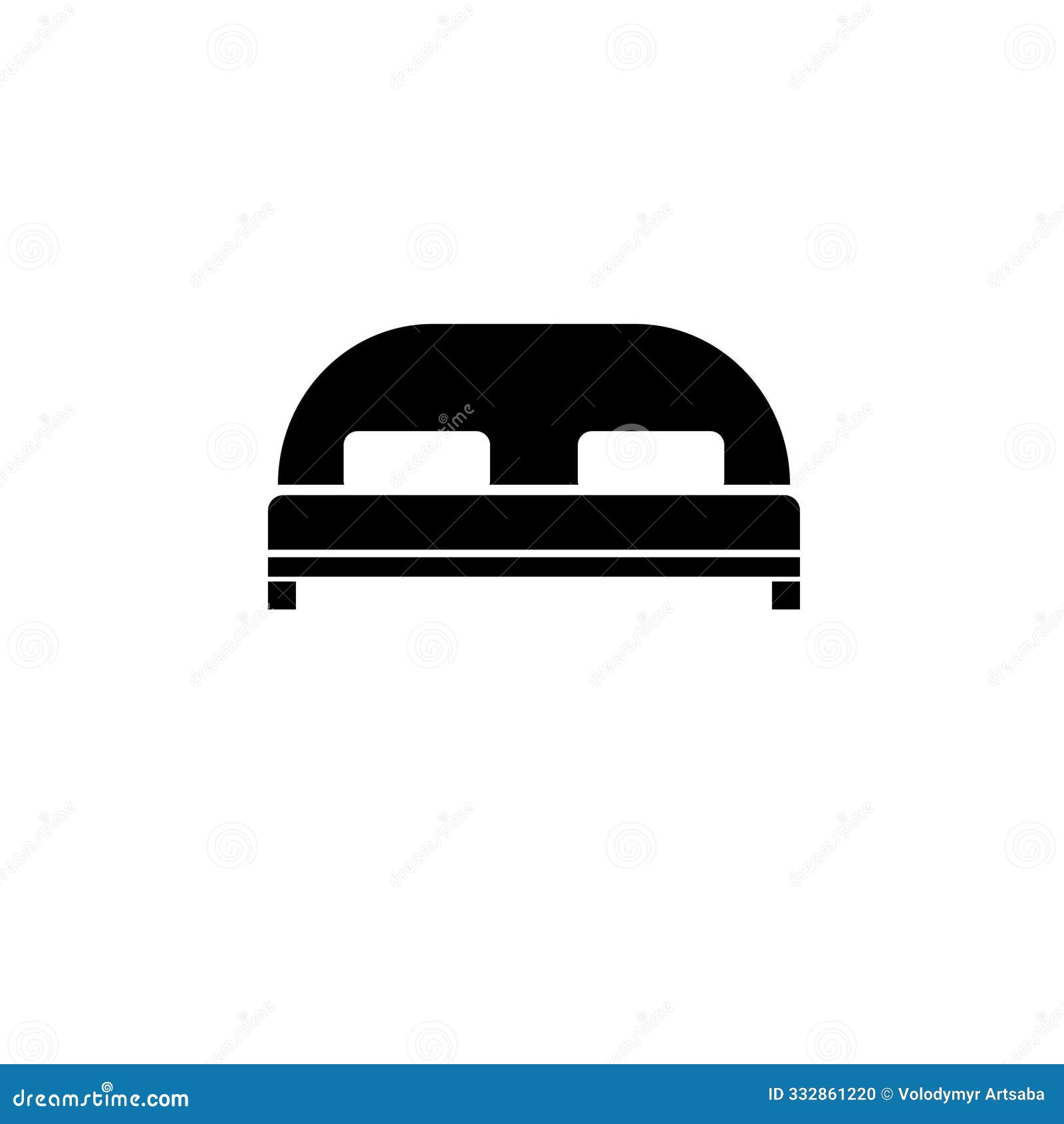 Double Hotel Room, Large Bed Solid Flat Vector Icon Isolated on White ...