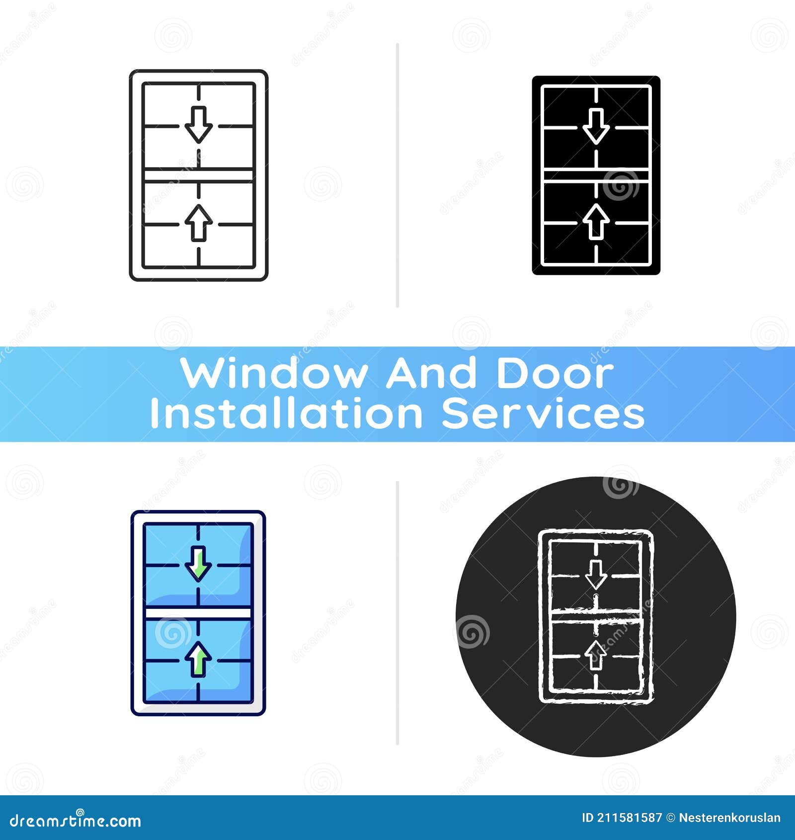 Double-hung windows icon stock vector. Illustration of double - 211581587